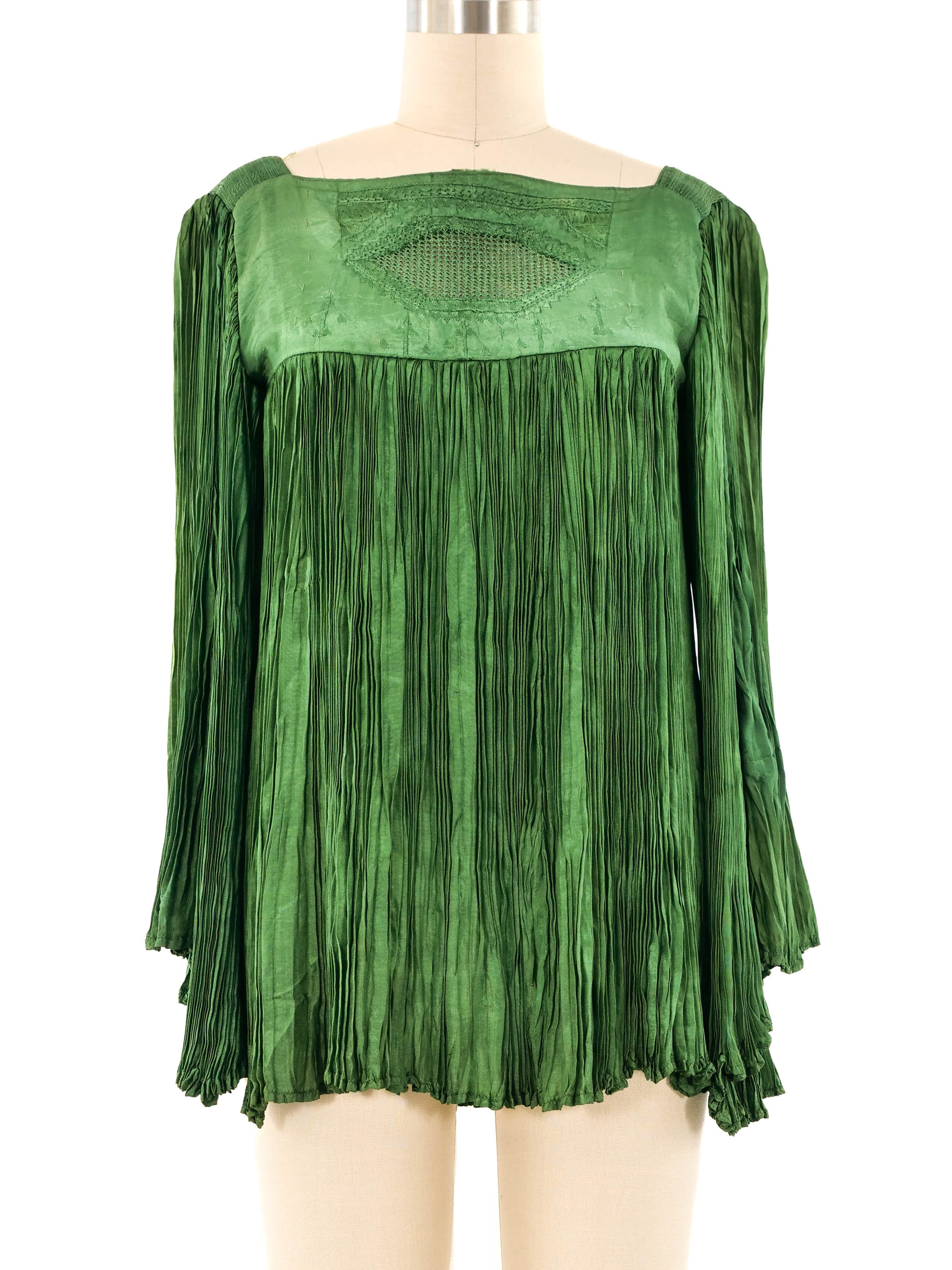 Plissee Blusen Groe Groen