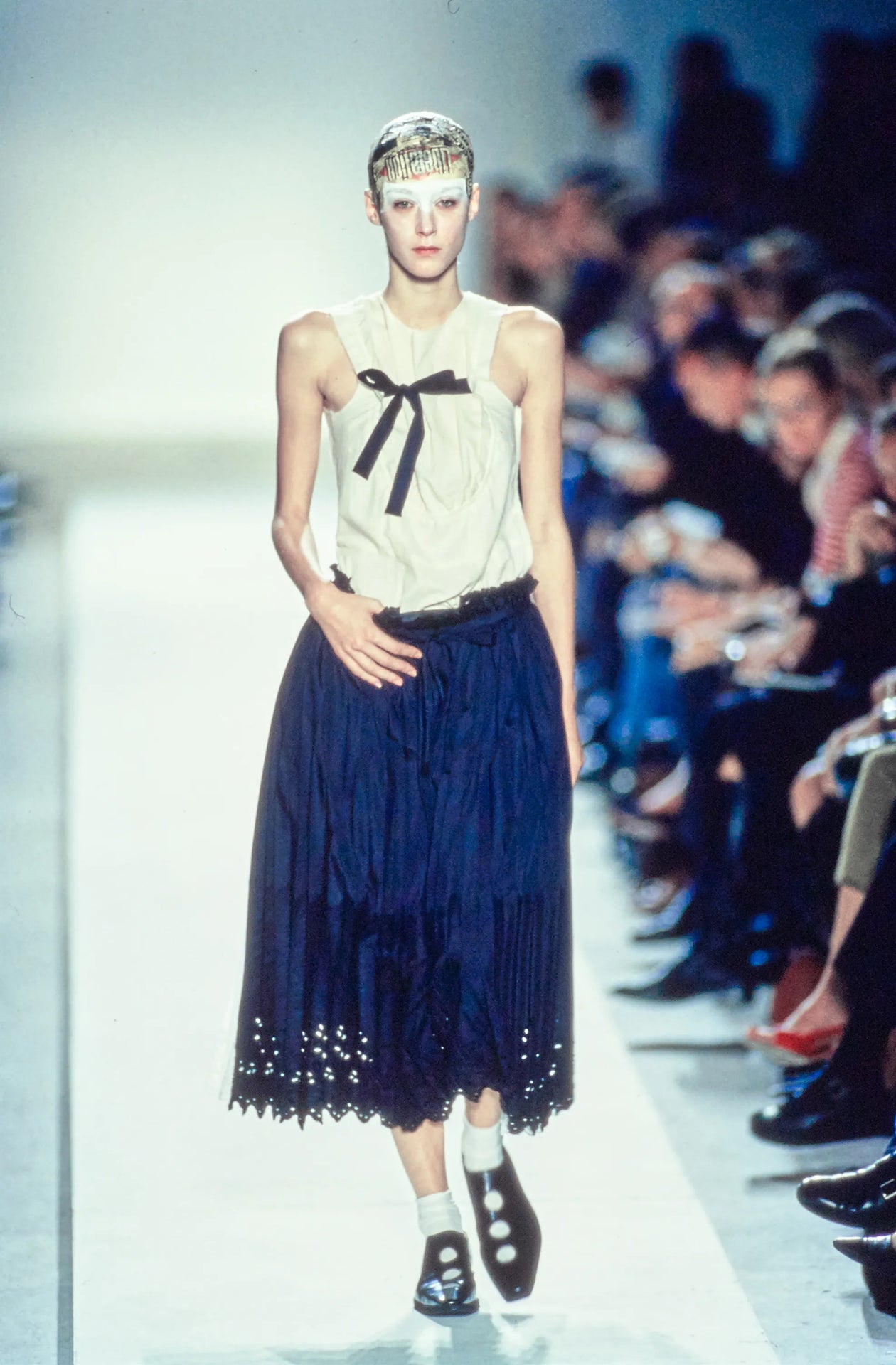2002 Comme des Garcons Eyelet Pleated Apron Skirt 2002 Comme des Garcons Eyelet Pleated Apron Skirt