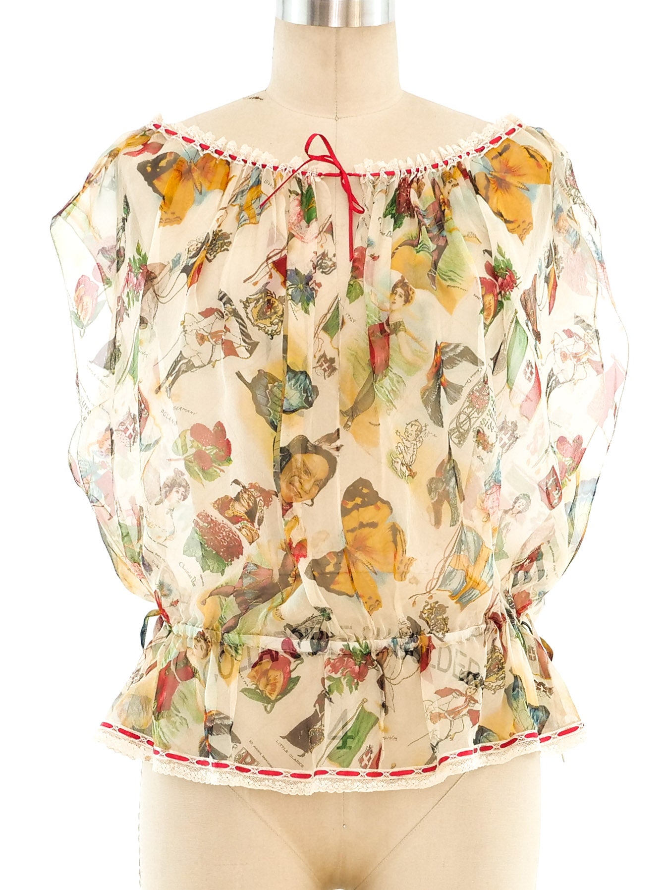 Christian Dior Stamp Printed Chiffon Top