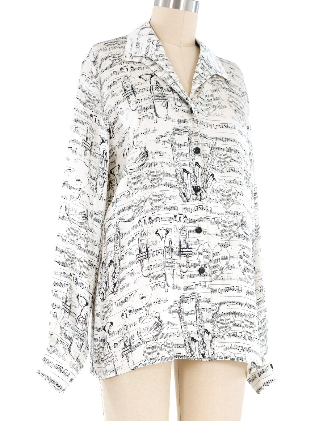 Escada Sheet Music Printed Silk Blouse
