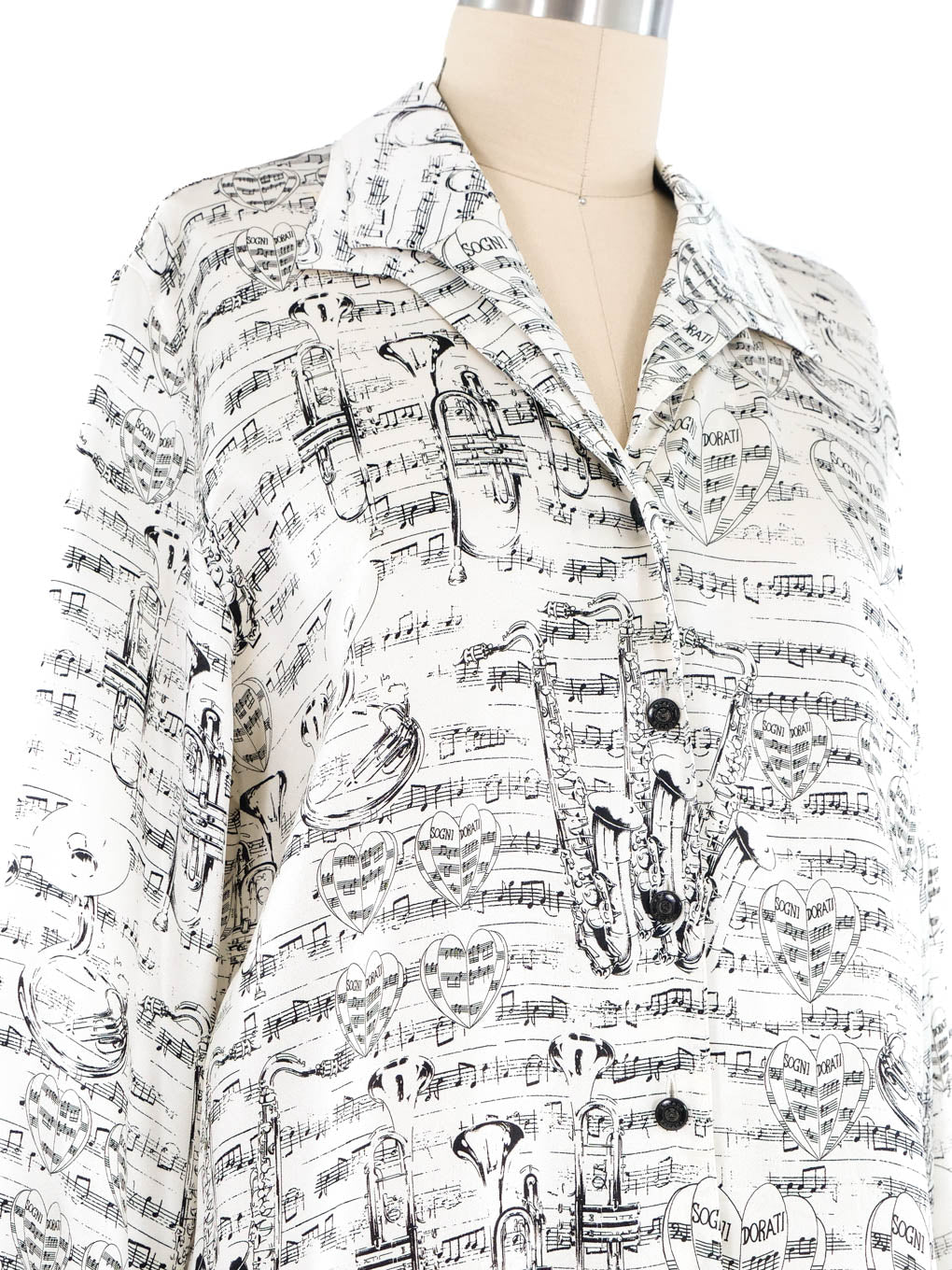 Escada Sheet Music Printed Silk Blouse