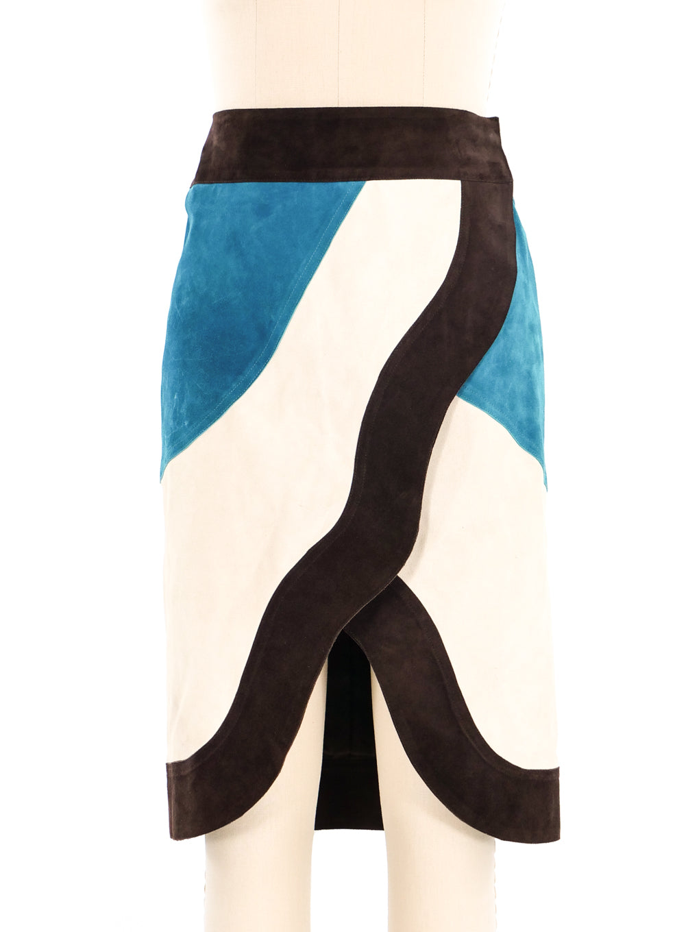 Yves Saint Laurent Colorblock Suede Skirt