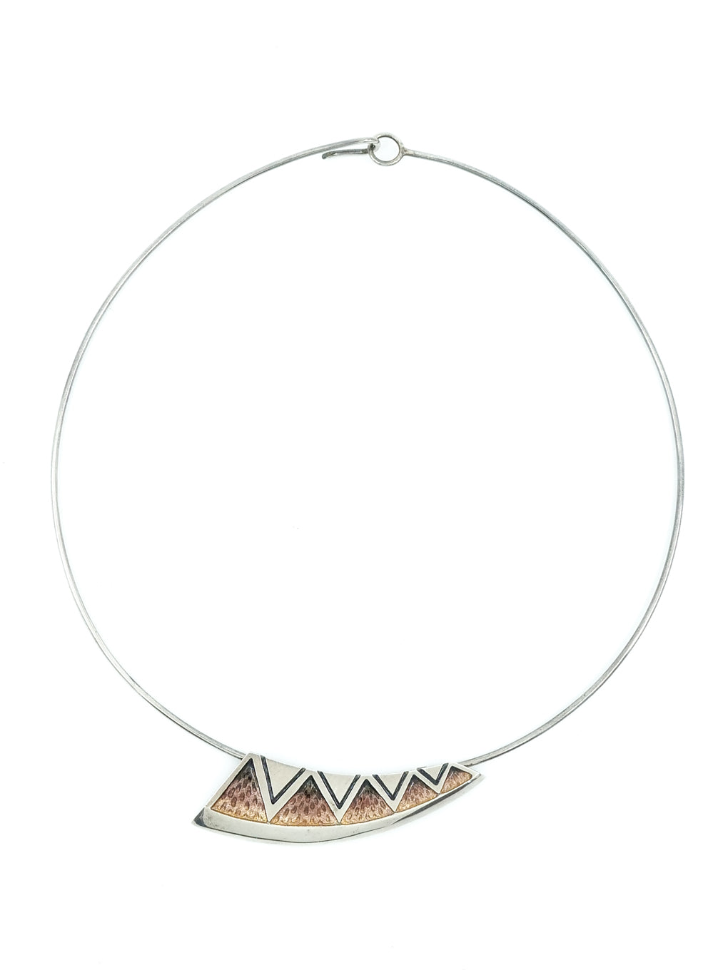 Sterling Neck Ring With Enamel Pendant