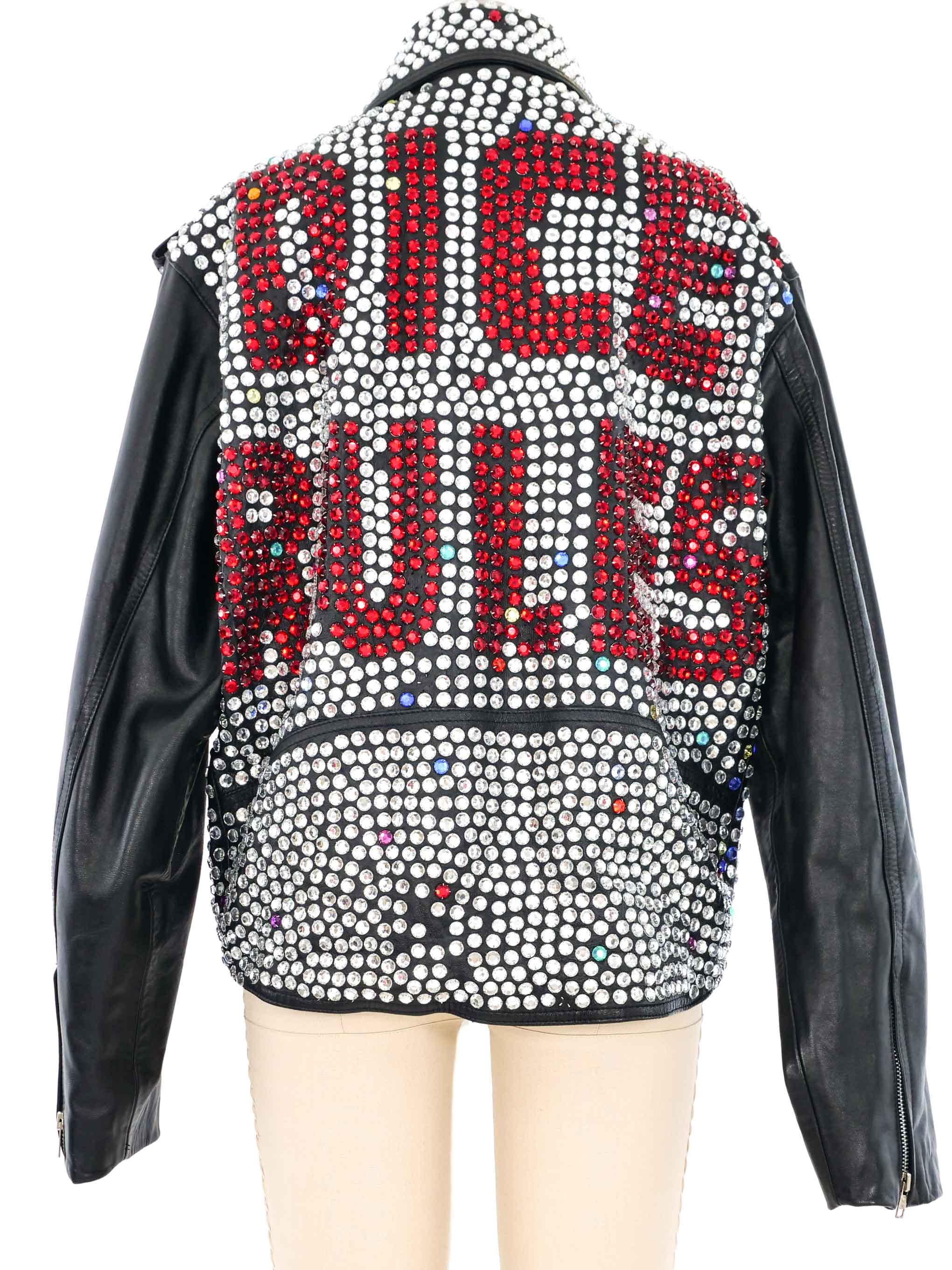 Dice Rules Crystal Studded Leather Jacket