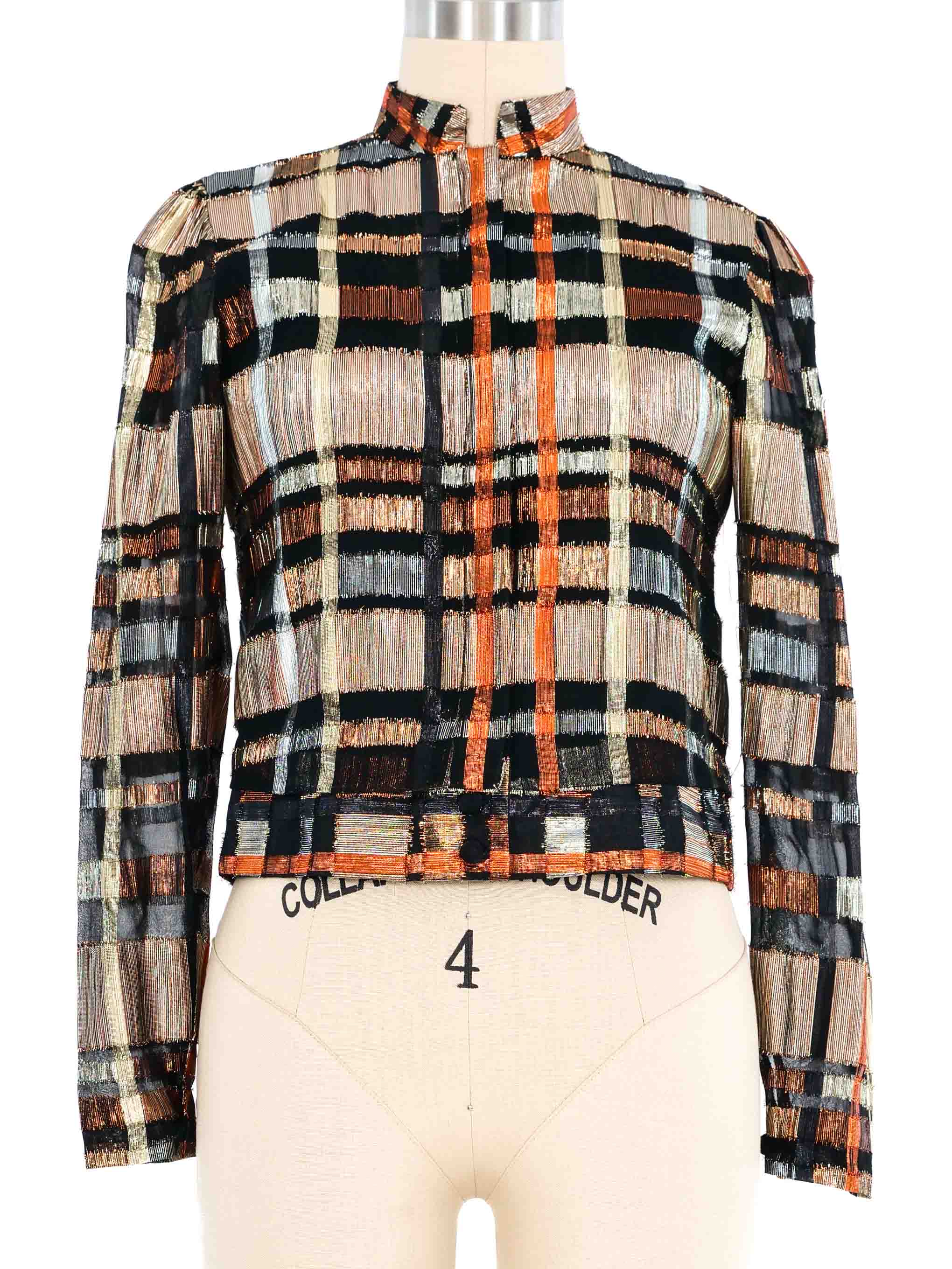 Metallic Check Cropped Shirt