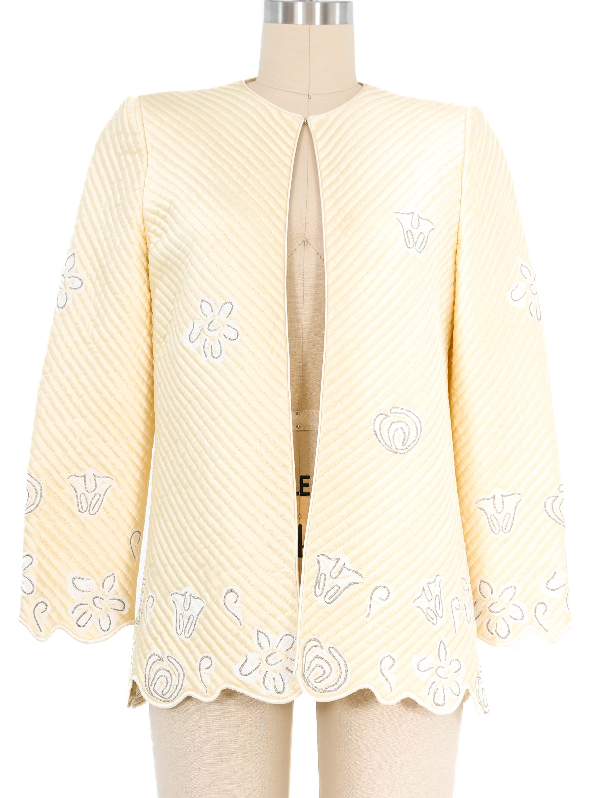 Mary McFadden Quilted Buttercream Silk Jacket