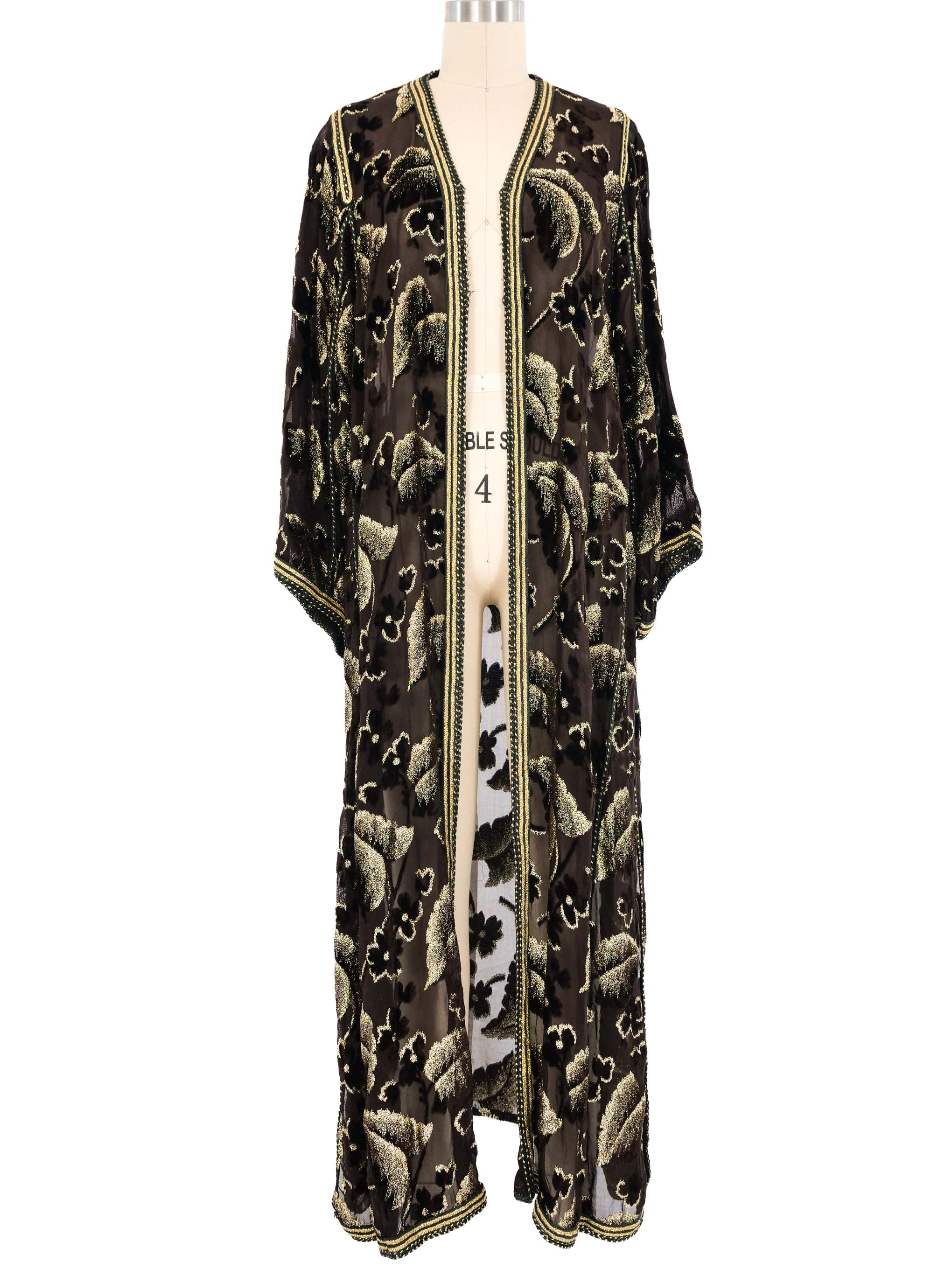 Metallic Burnout Velvet Sheer Duster