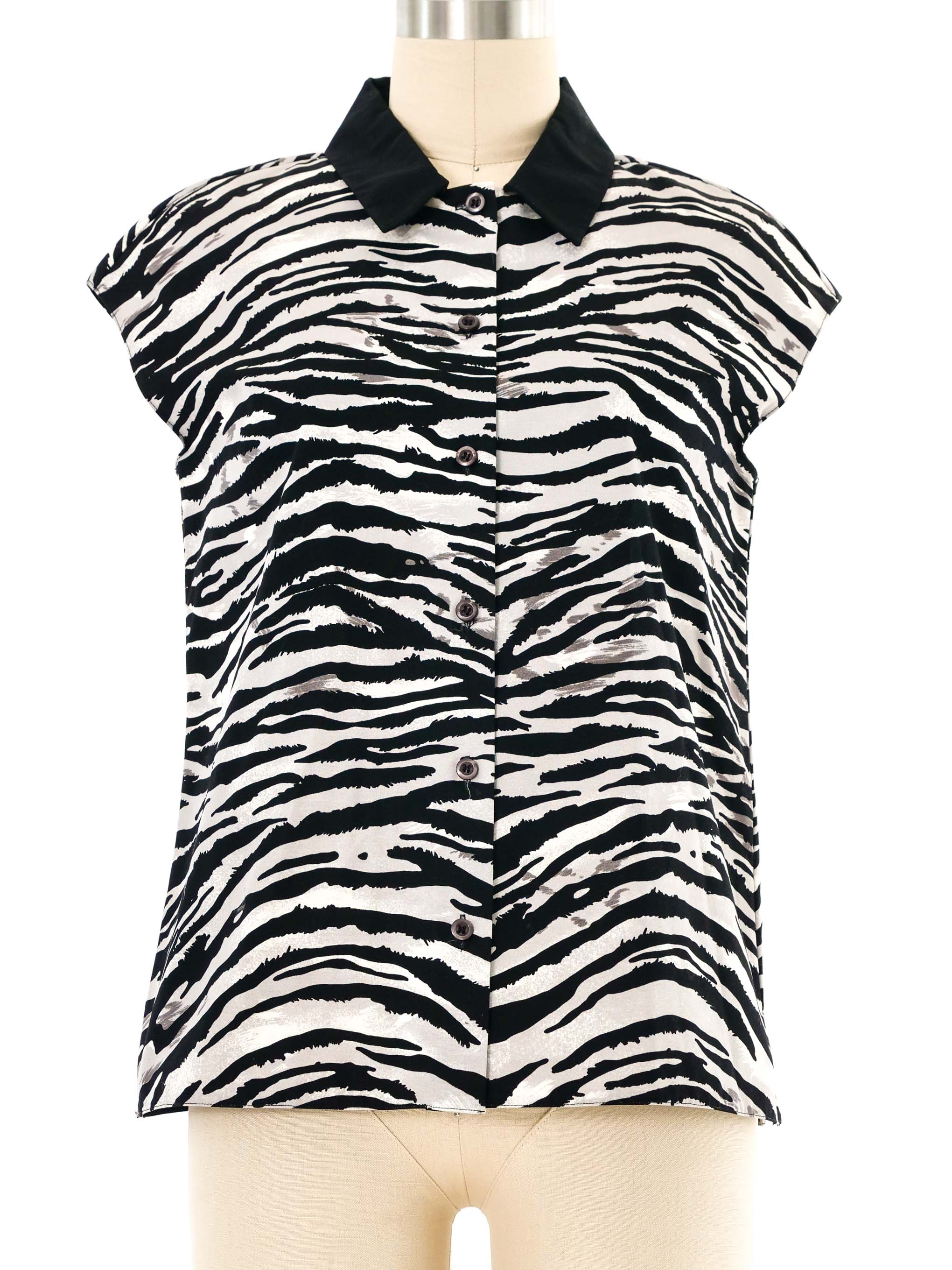 2019 Prada Zebra Sleeveless Top