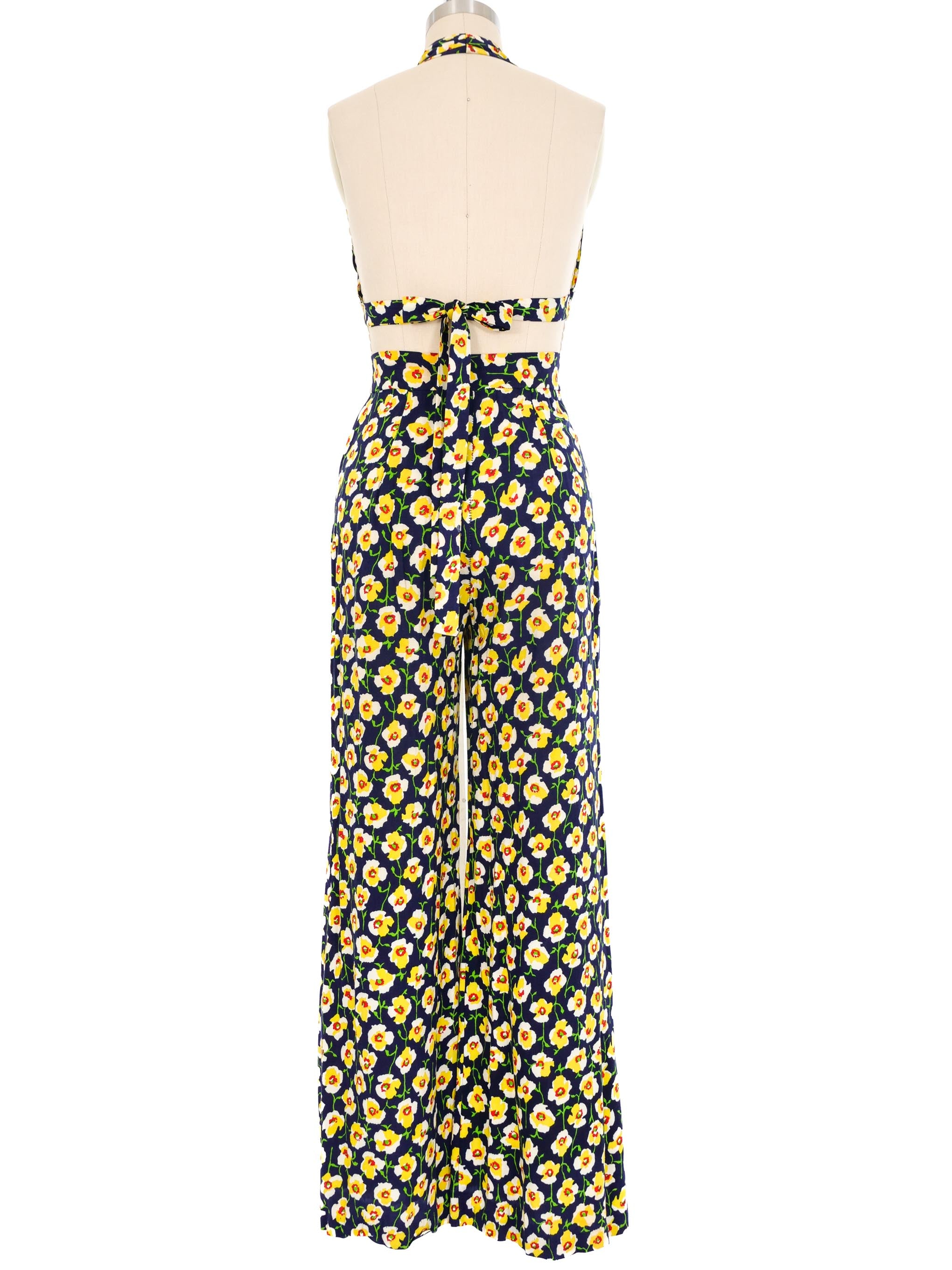 1970s Wendy Watts Floral Halter Ensemble