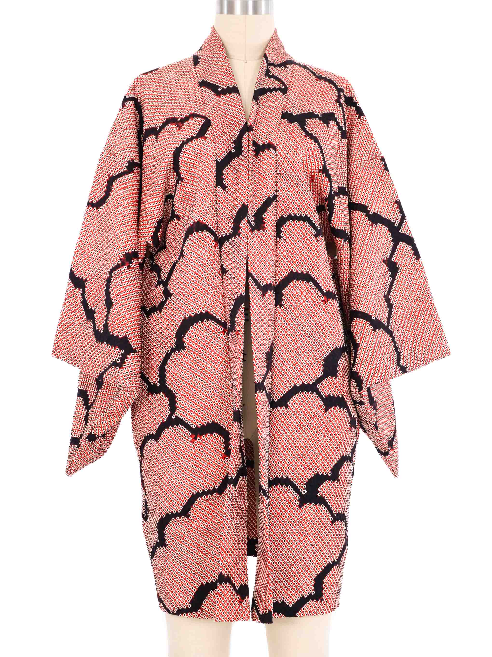 Dark Red Shibori Haori Kimono