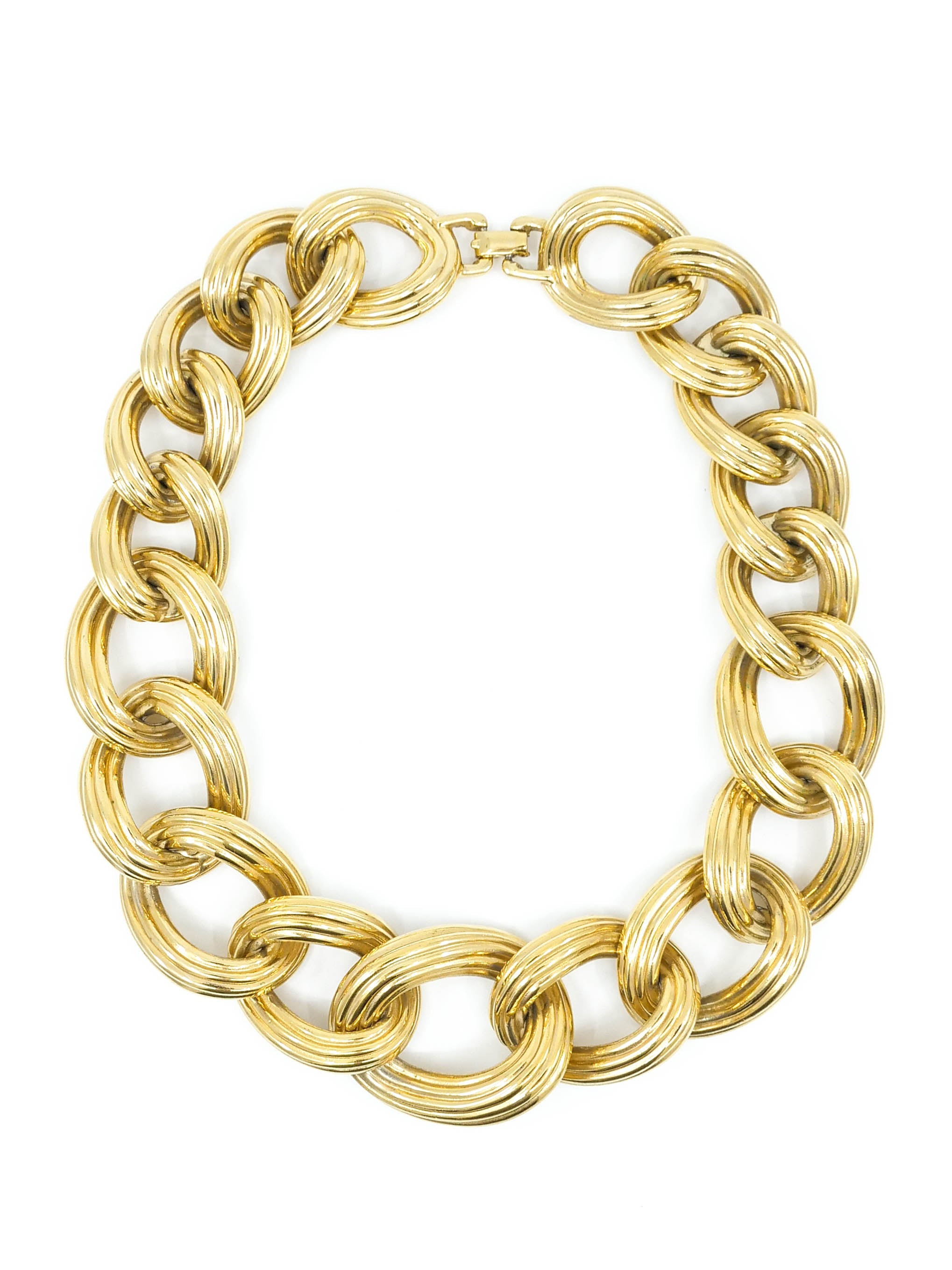 Ribbed Chain Link Collar Necklace