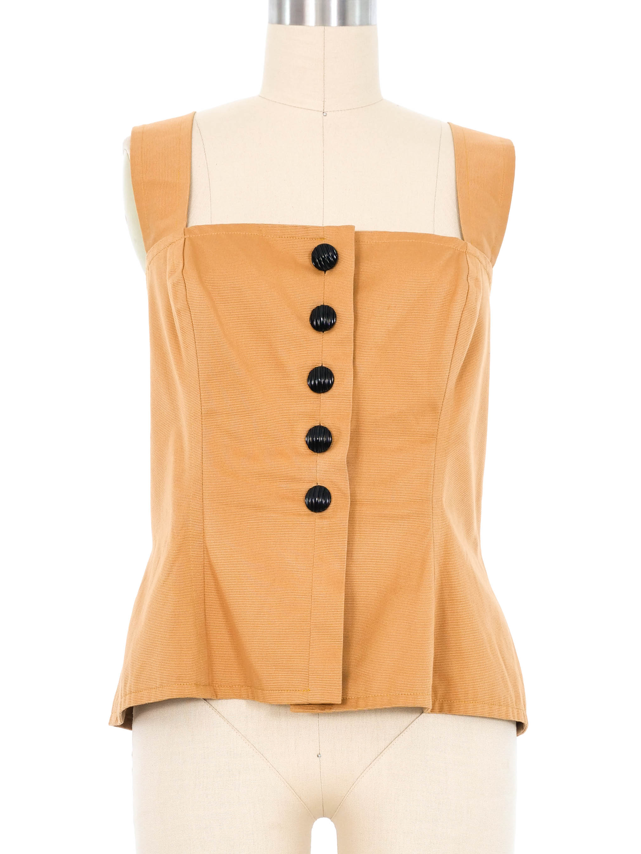 1992 Yves Saint Laurent Tan Ribbed Cotton Top