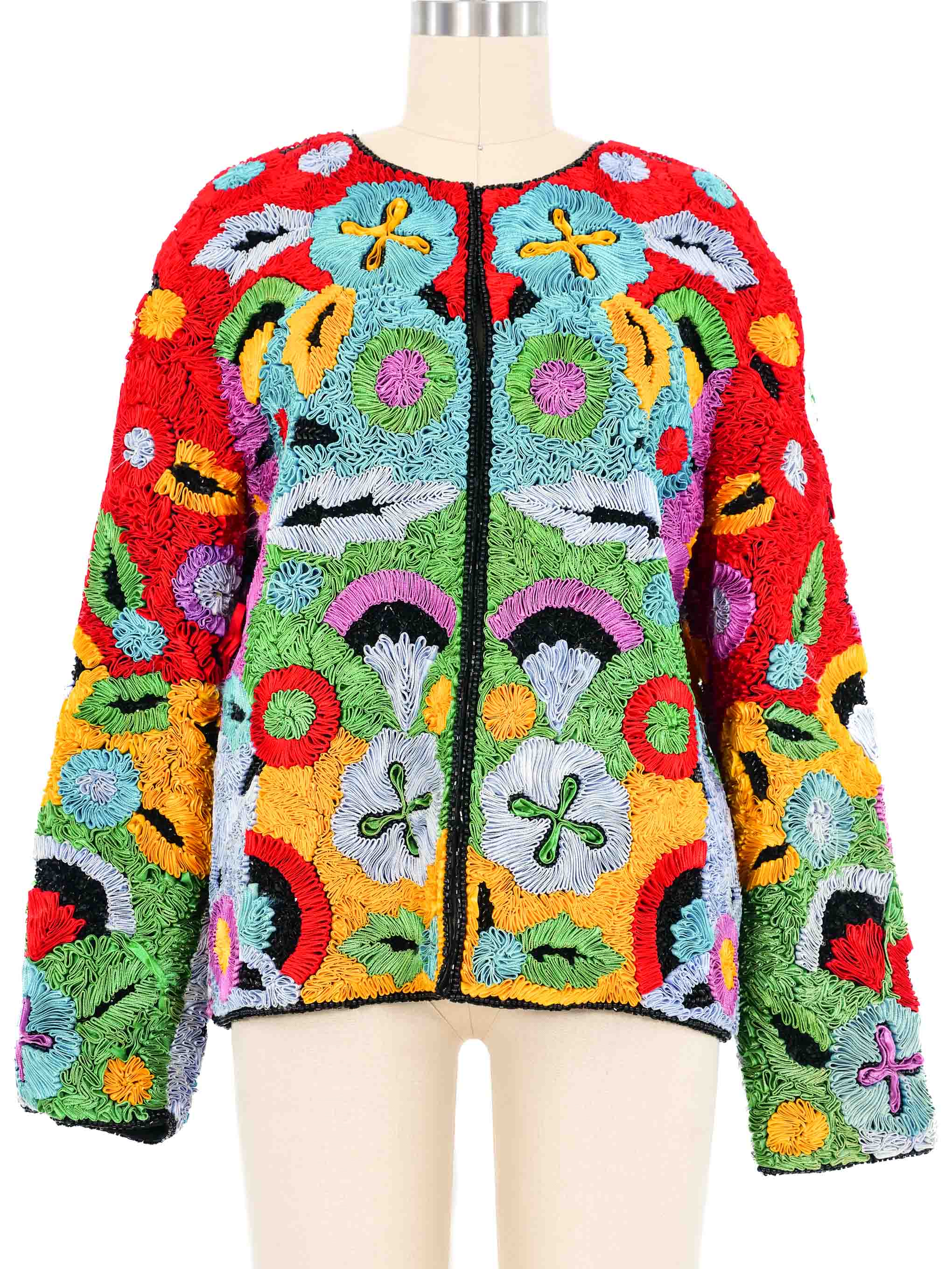 1980s Rainbow Floral Ribbon Jacket