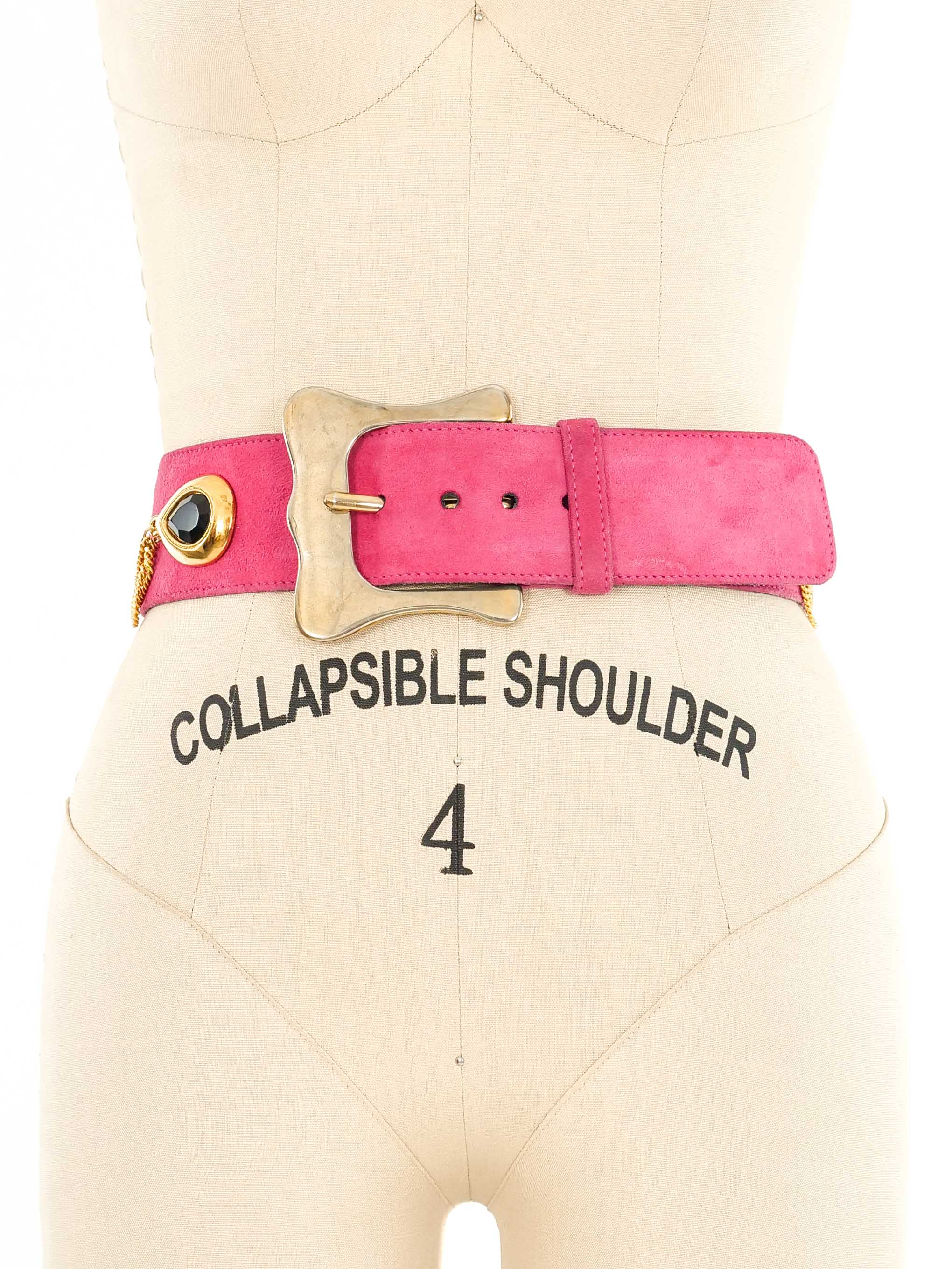 Escada Pink Suede Chain Accent Belt