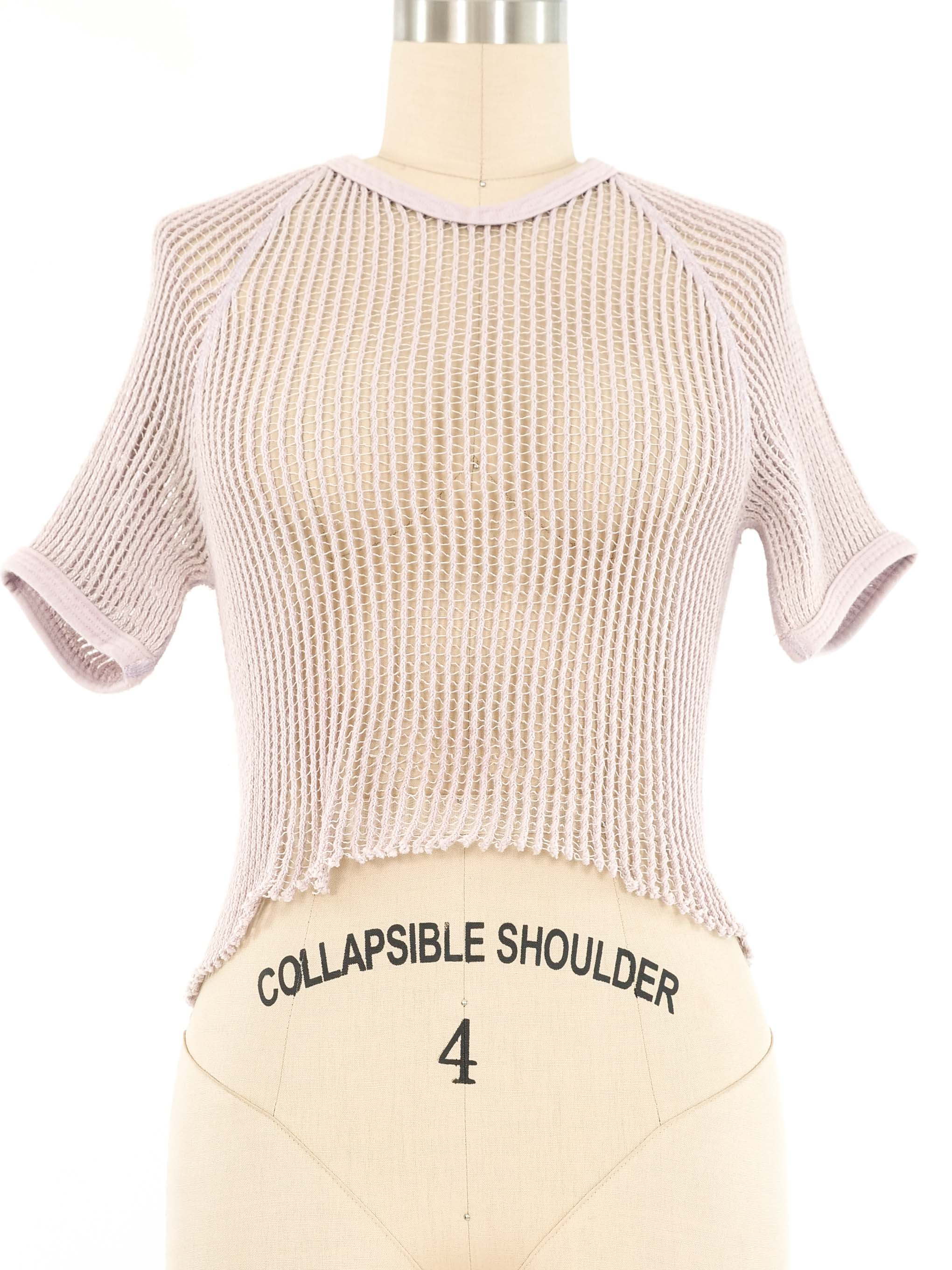 1970s Lavender Cropped Czech Mesh Military Tee