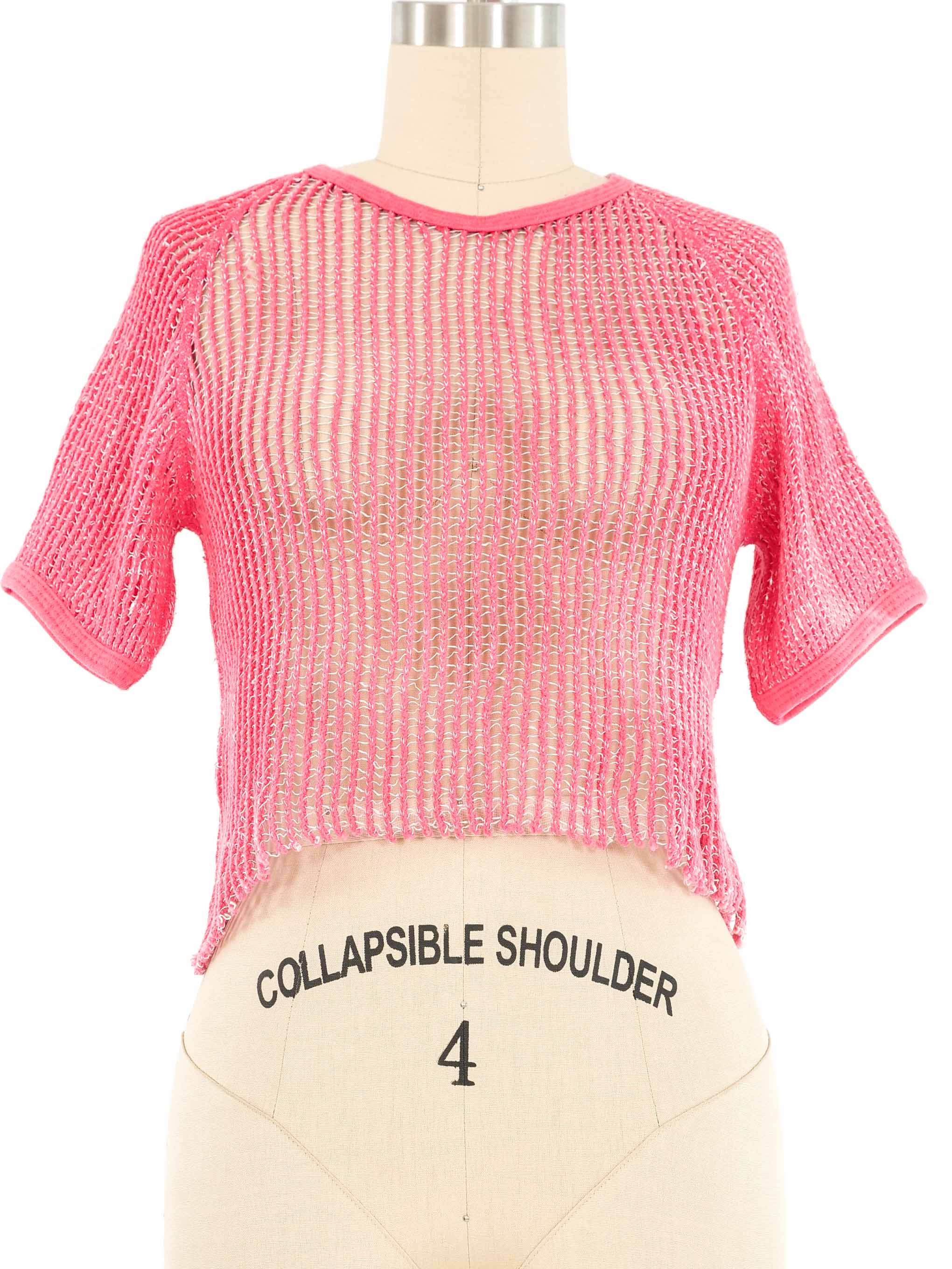 1970s Berry Cropped Czech Mesh Military Tee