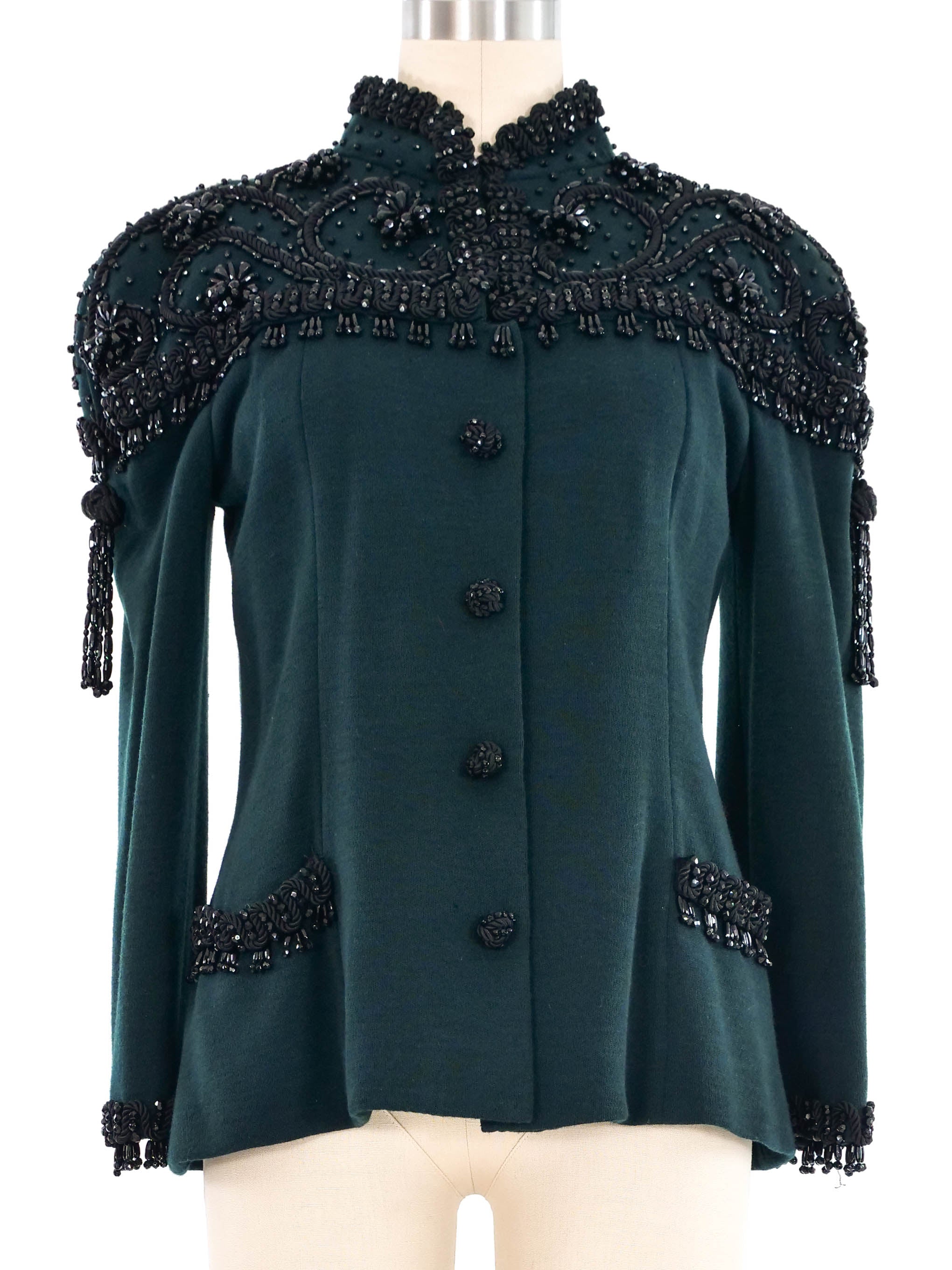 1940s Forest Green Bead Embellished Jacket
