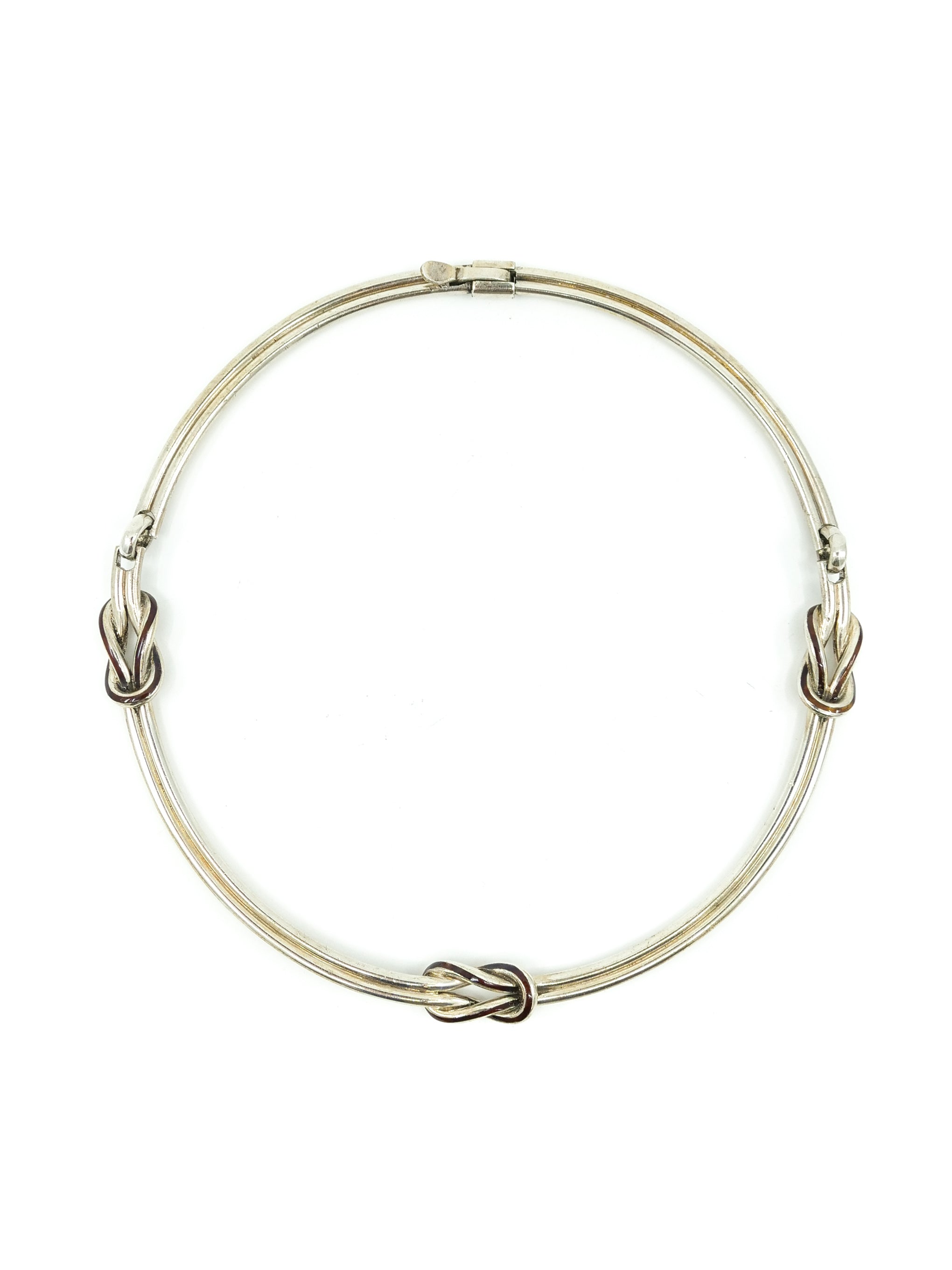 1960s Gucci Sterling and Brown Enamel Hercules Knot Collar Necklace