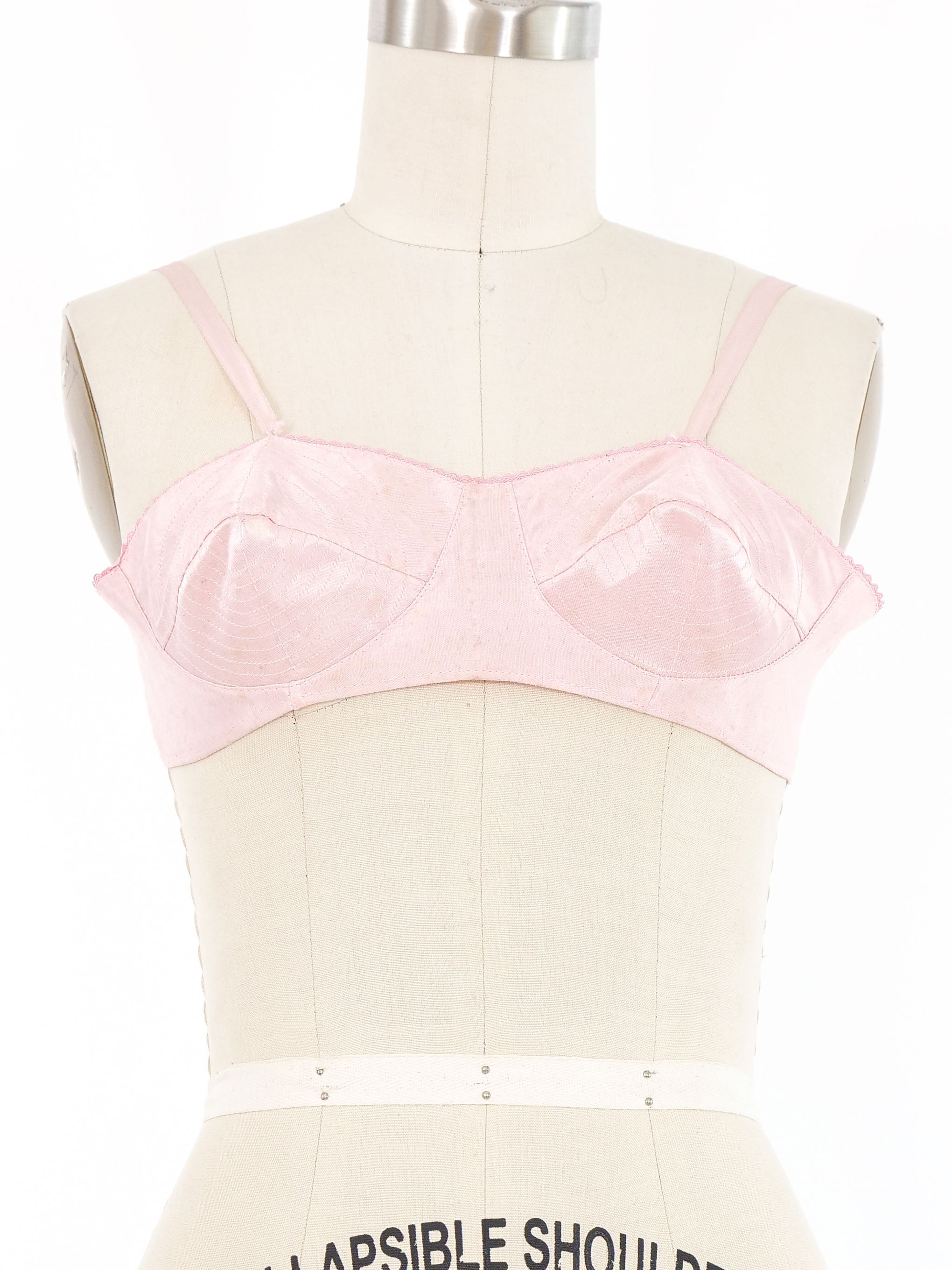 1940s Pink Satin Bullet Bra