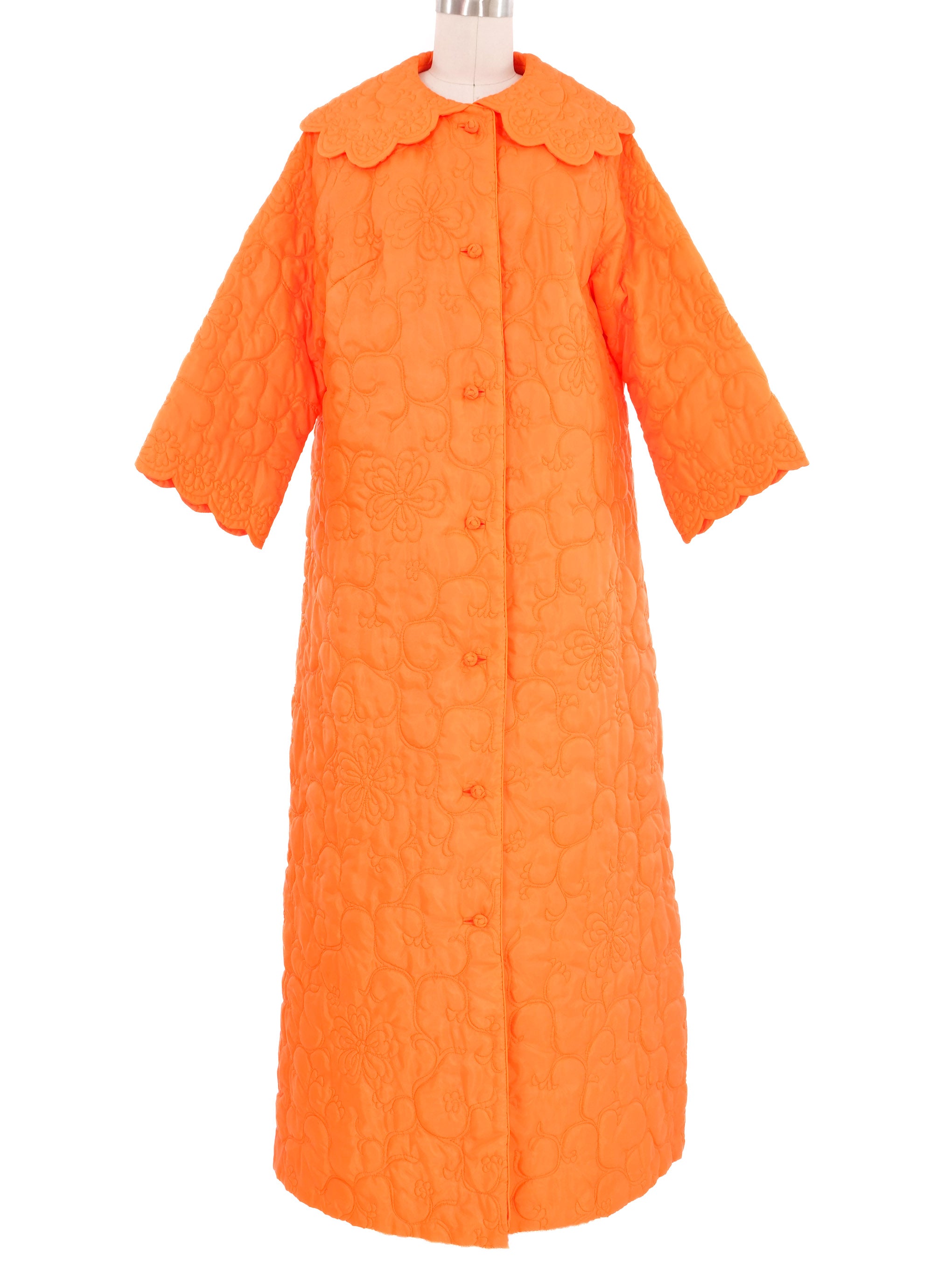 1960s Orange Quilted Housecoat
