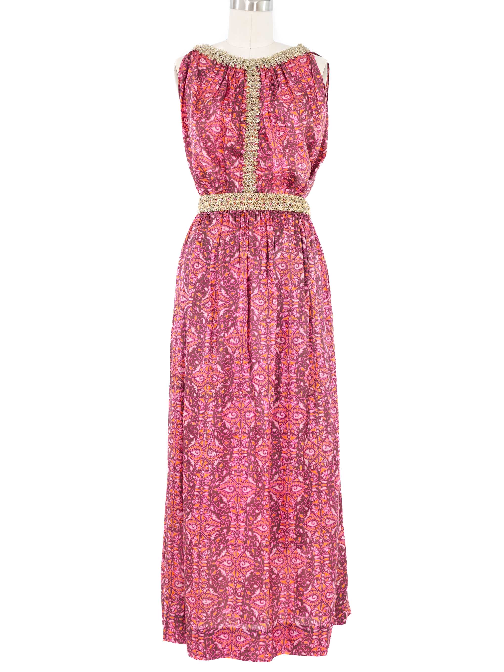 1960s Paisley Magenta Metallic Trimmed Ensemble