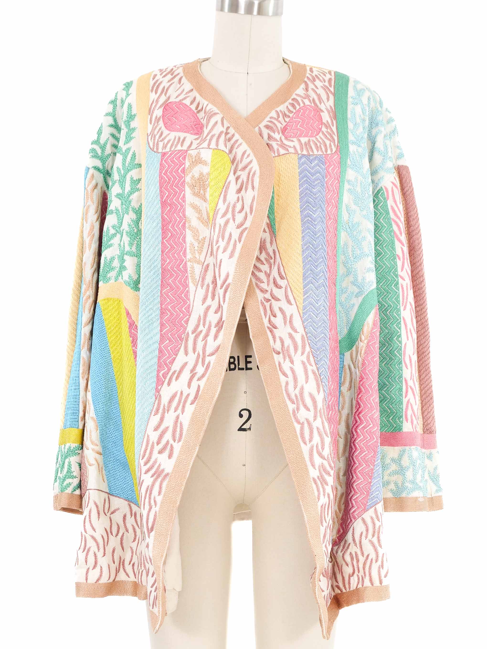 Jean Muir Art to Wear Embroidered Linen Jacket