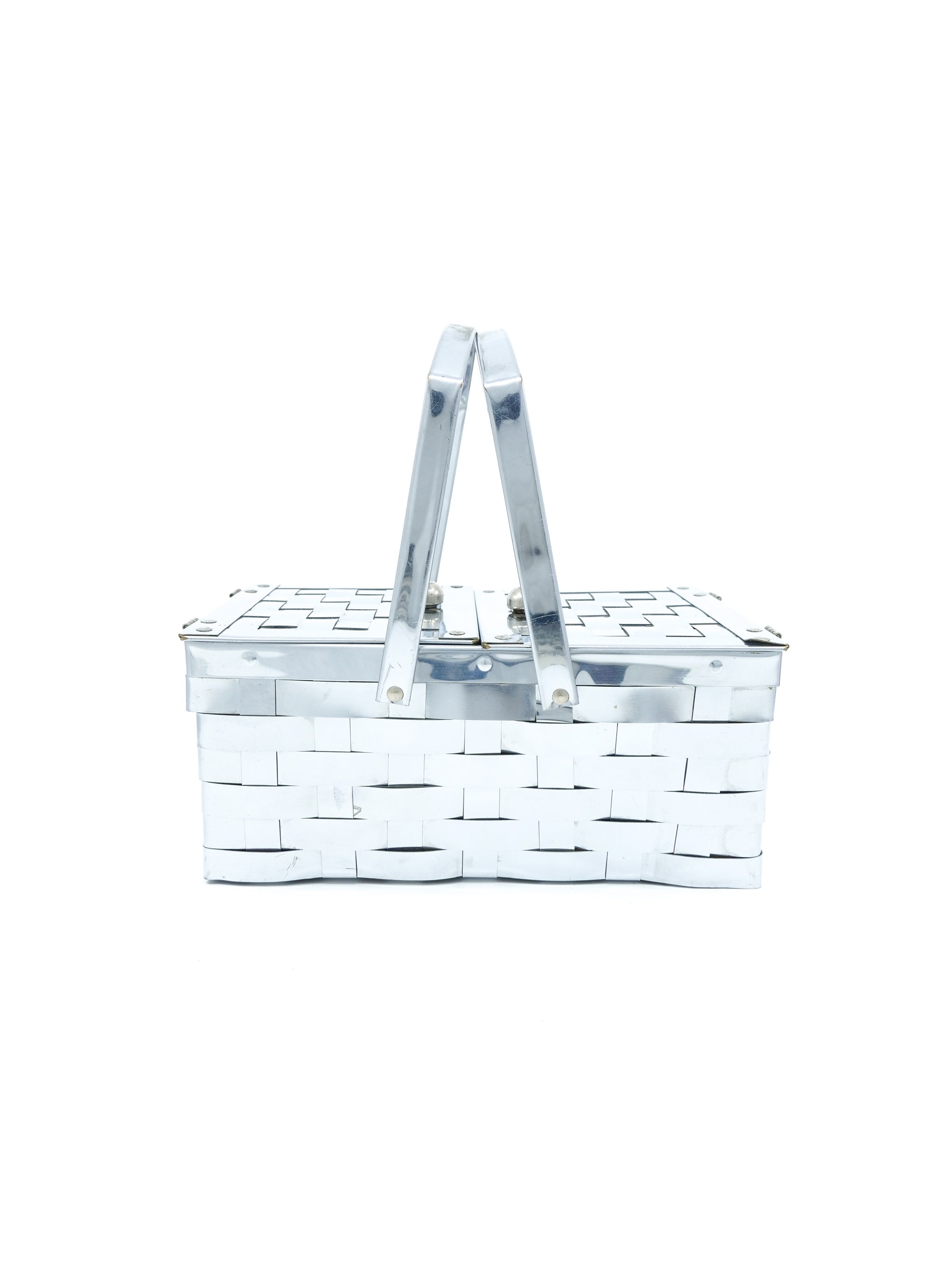 Silver Metal Basket Bag