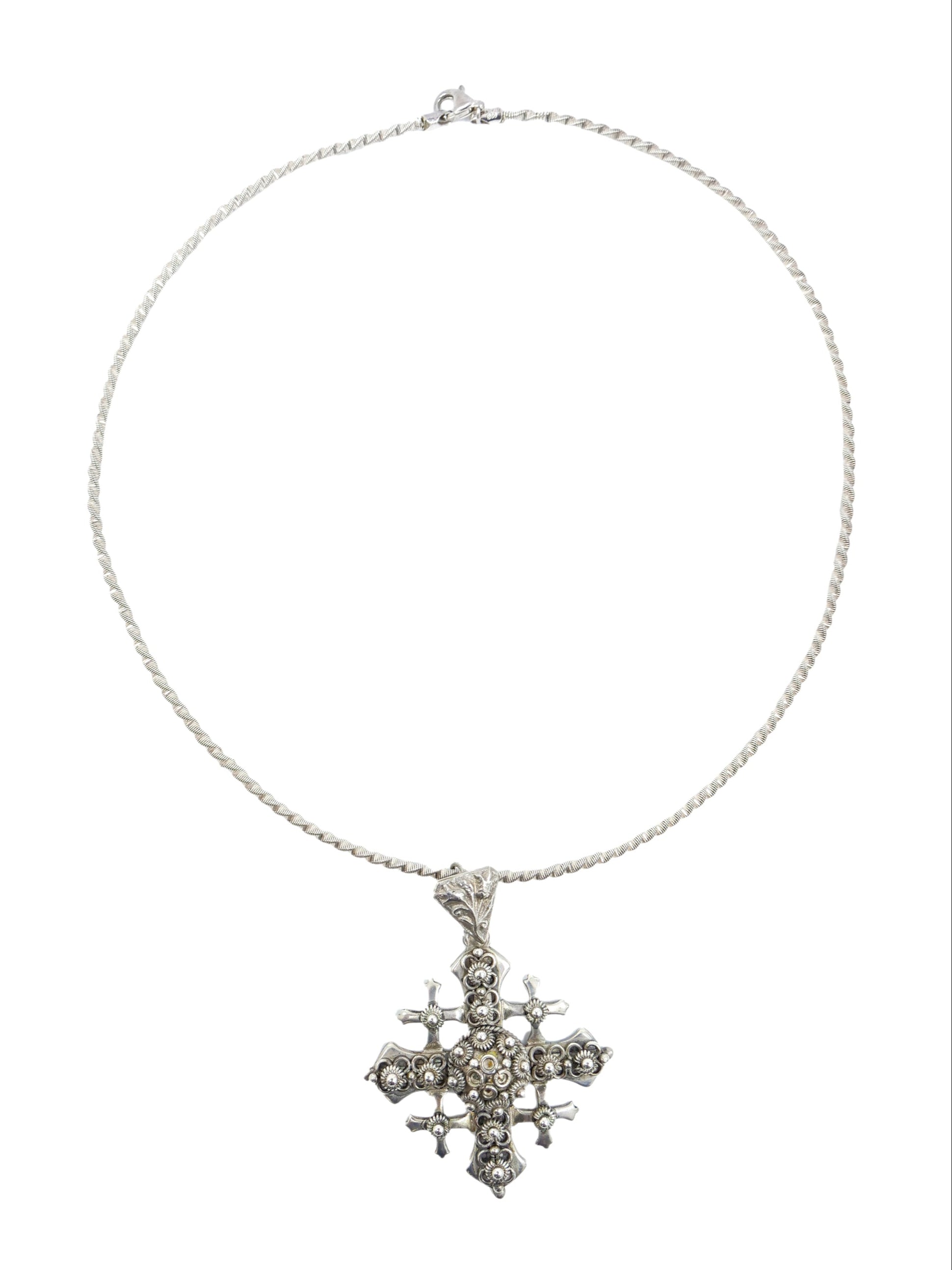 Silver Interlocking Cross Pendant Necklace