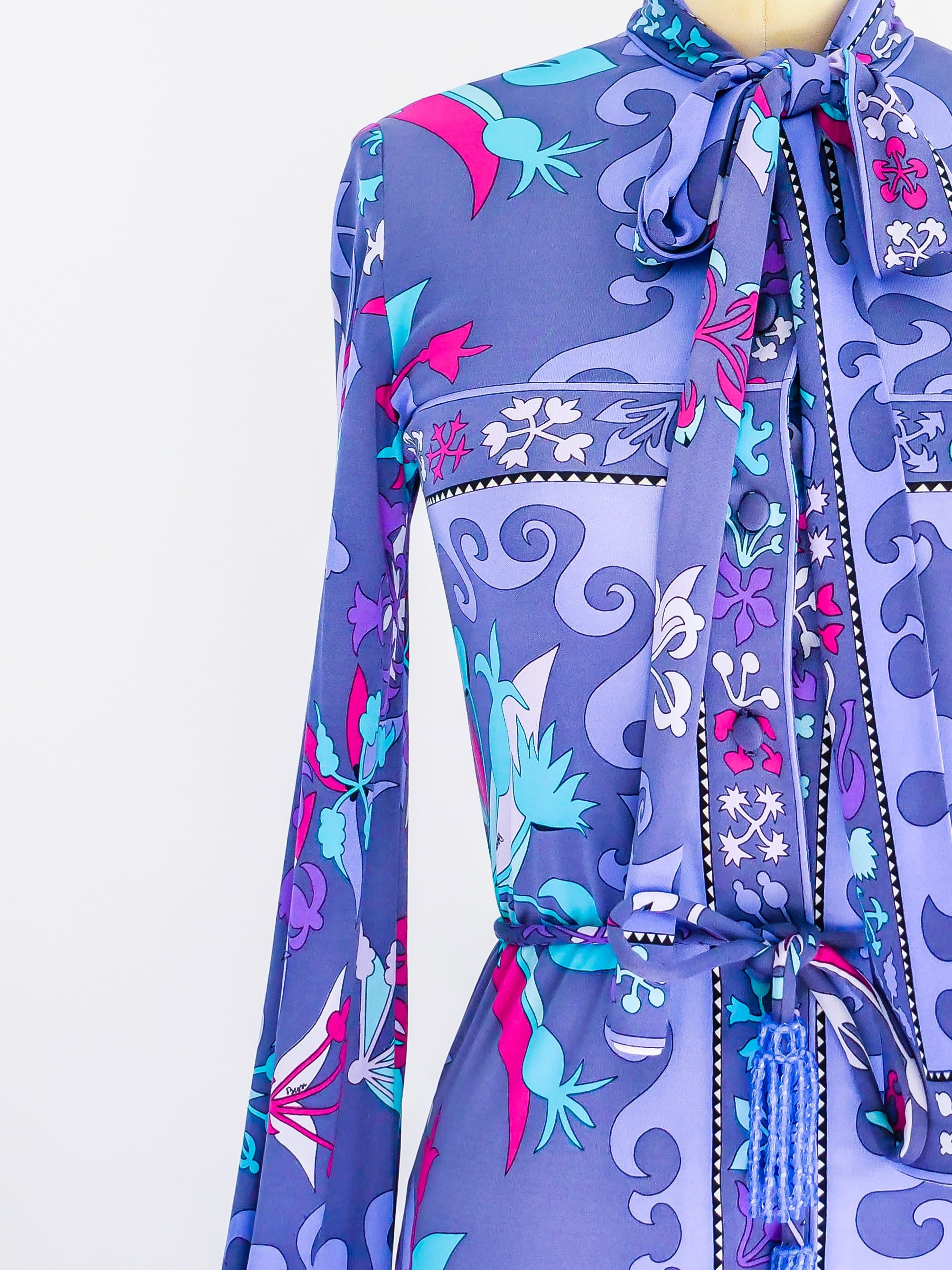 Bessi Printed Silk Jersey Belted Dress