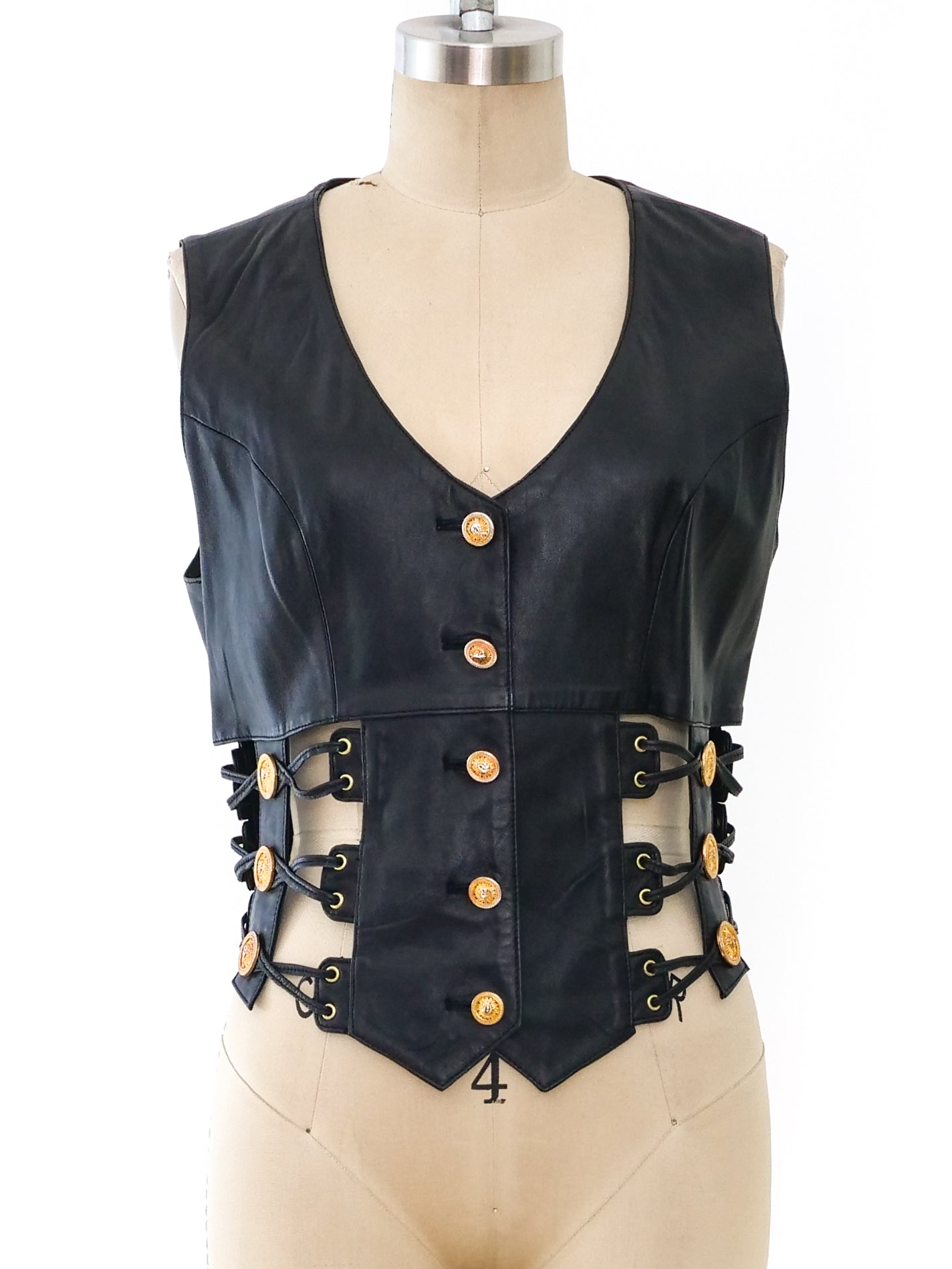 Laced Cut Out Leather Vest