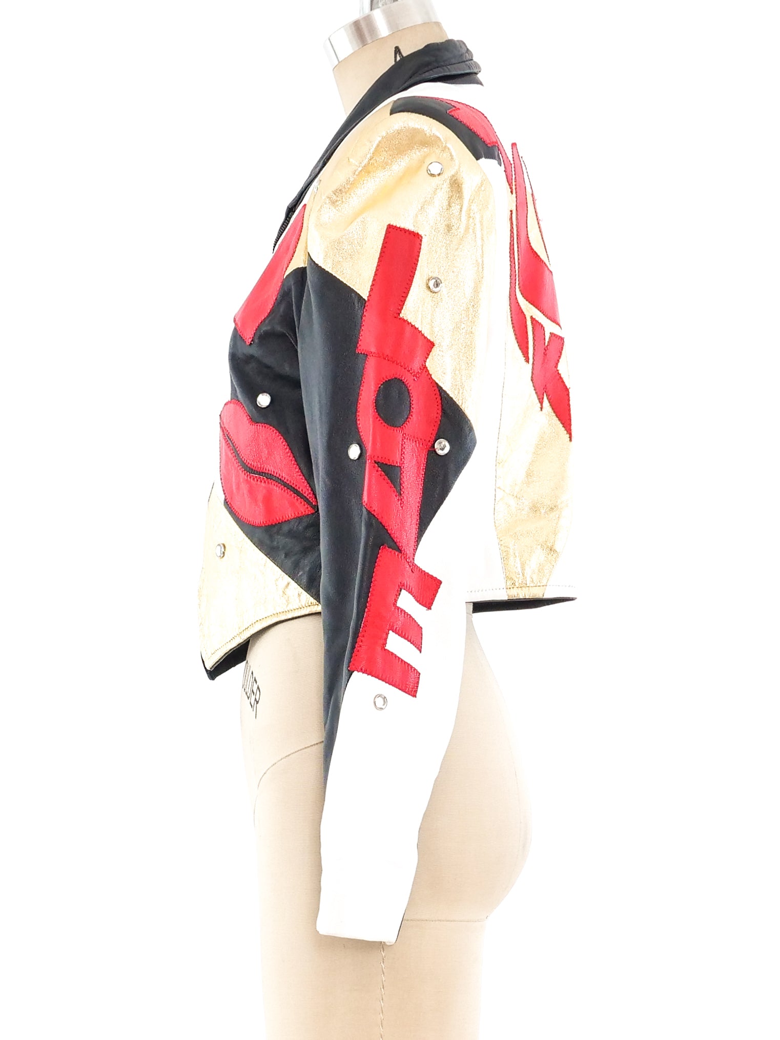 Love and Kisses Appliqué Leather Jacket