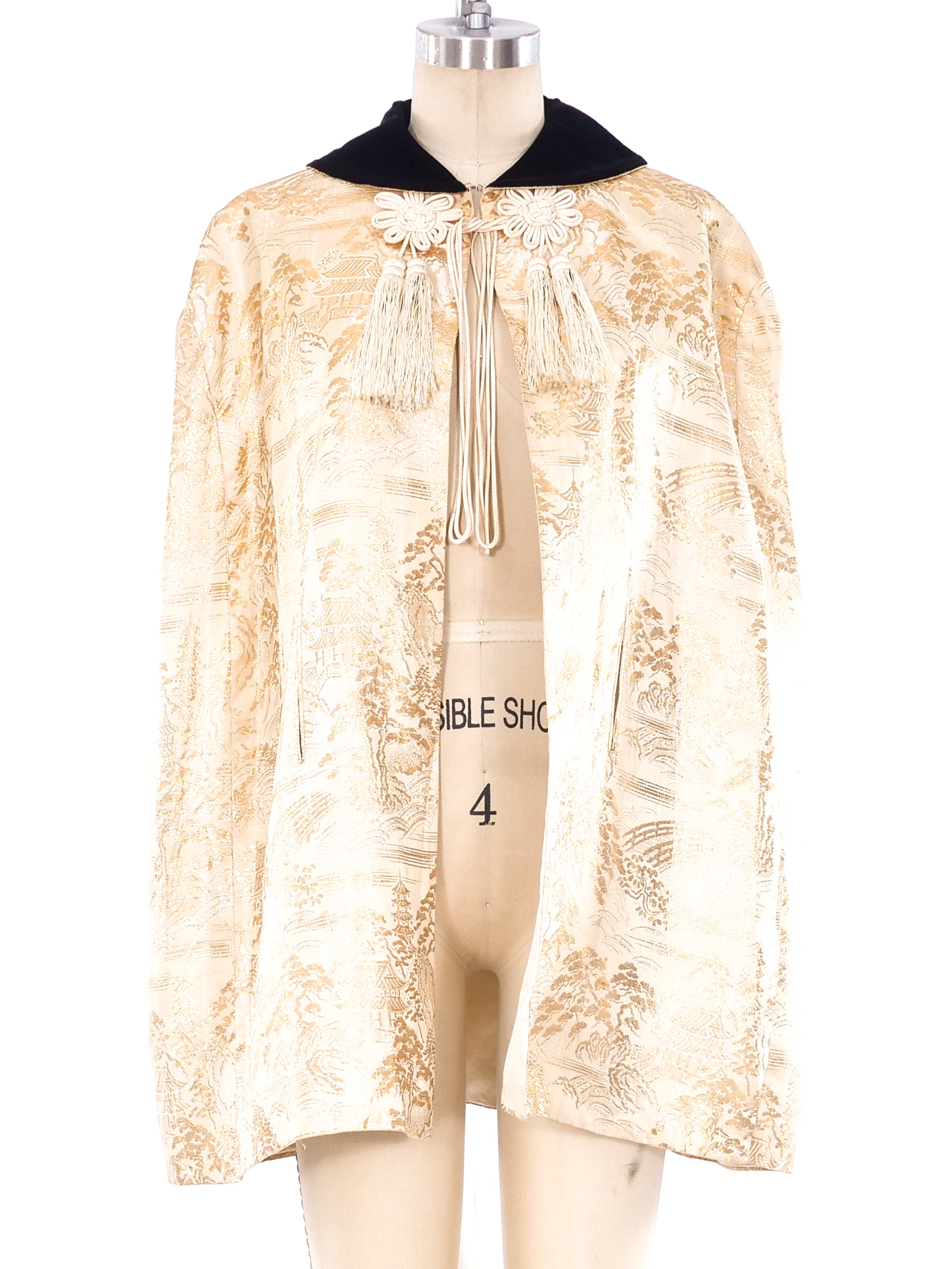 Metallic Gold Pagoda Brocade Cape