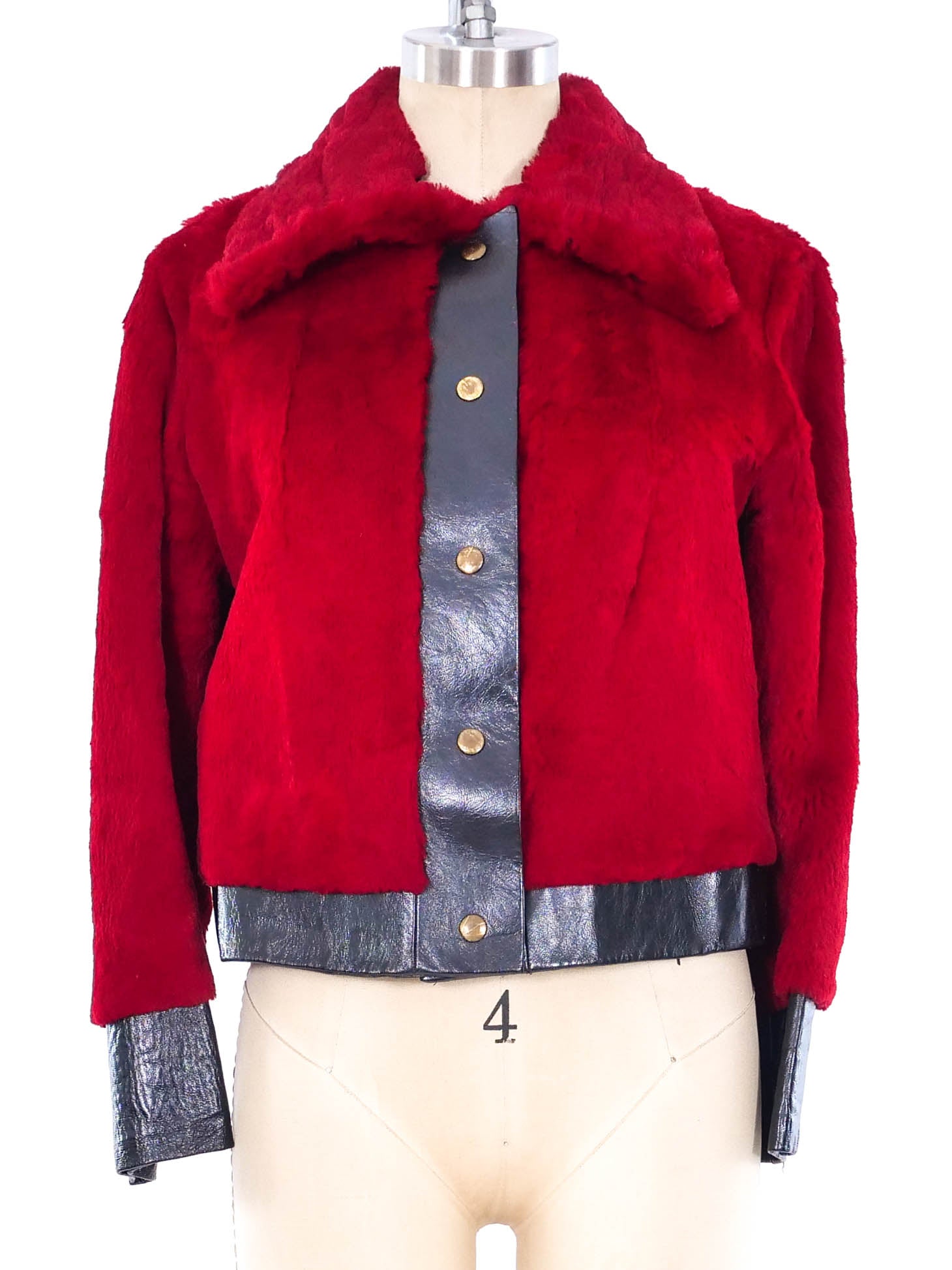 Red Rabbit Fur Cropped Jacket