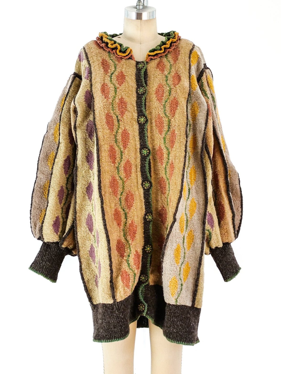 Leaf Motif Hand Knit Jacket