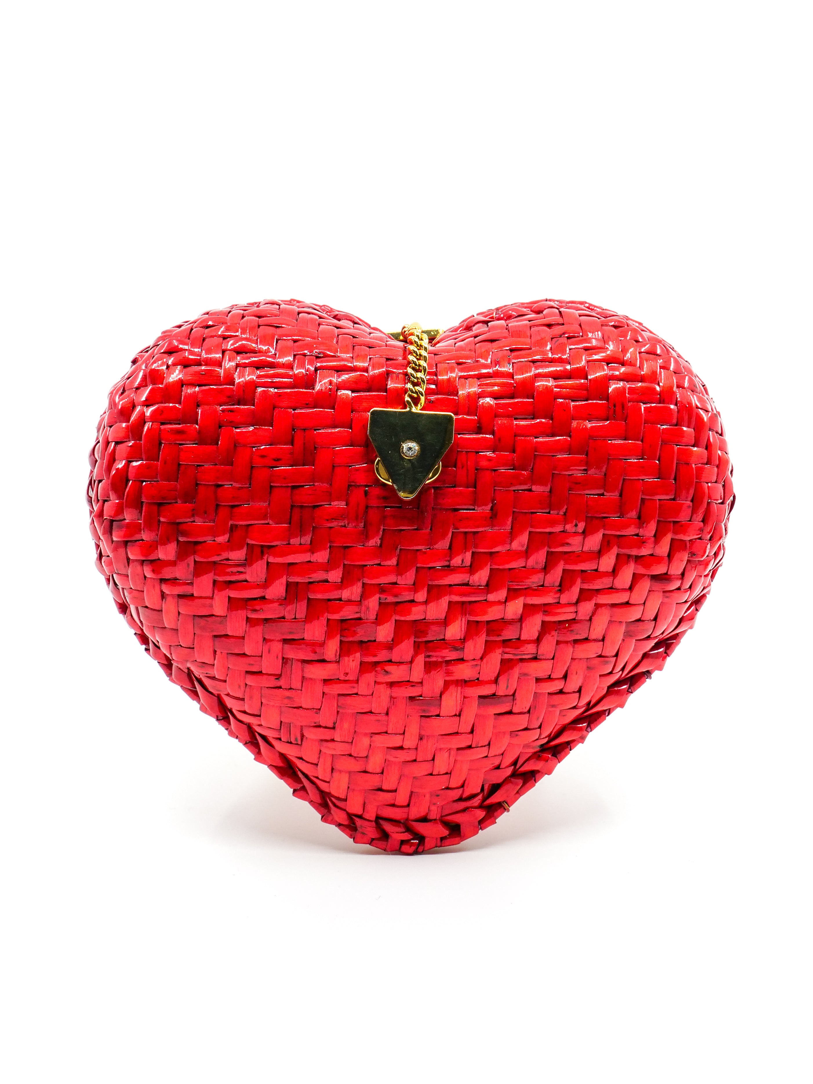 Red Heart Wicker Bag