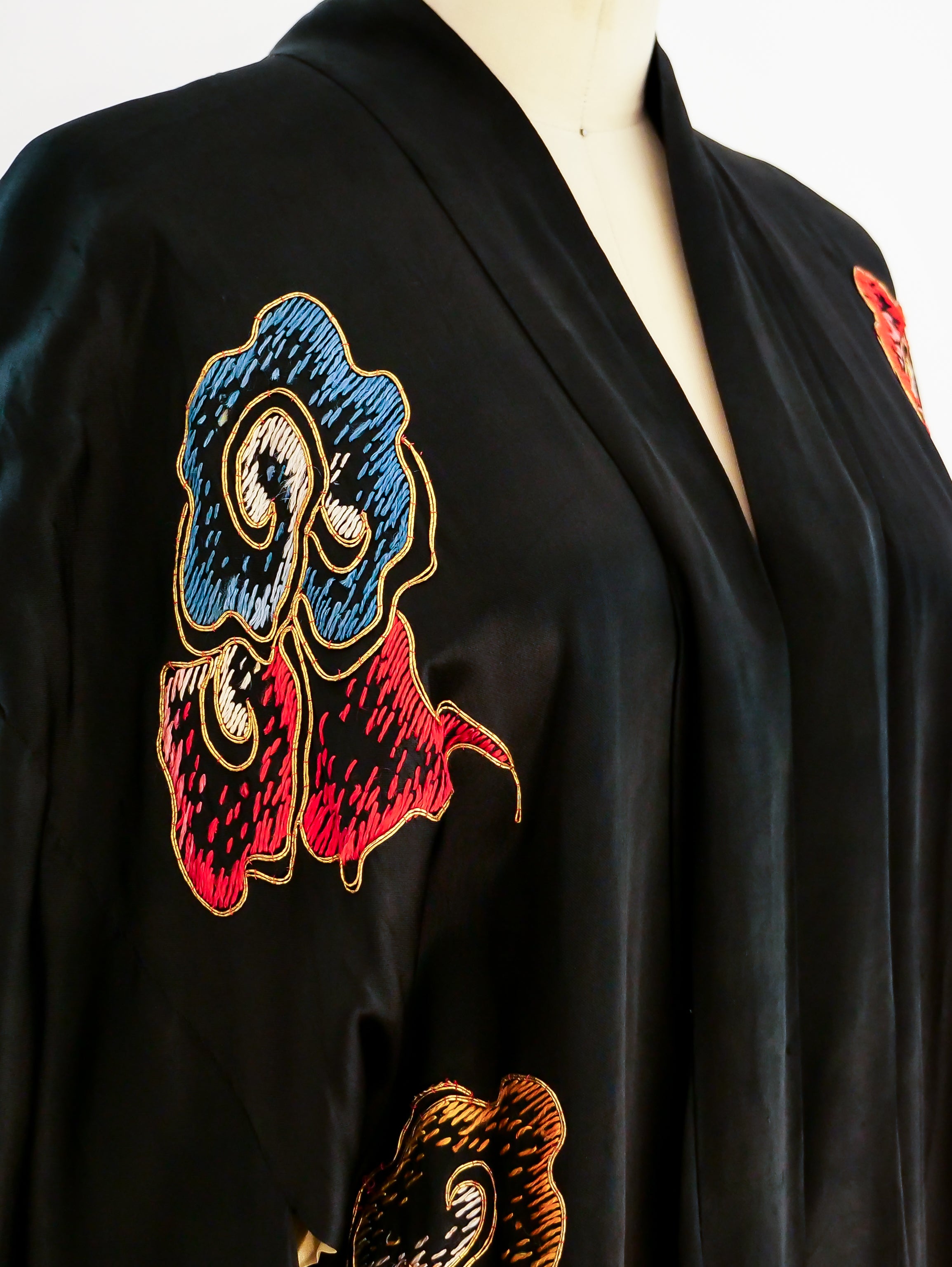 Golden Dragon Embroidered Silk Robe