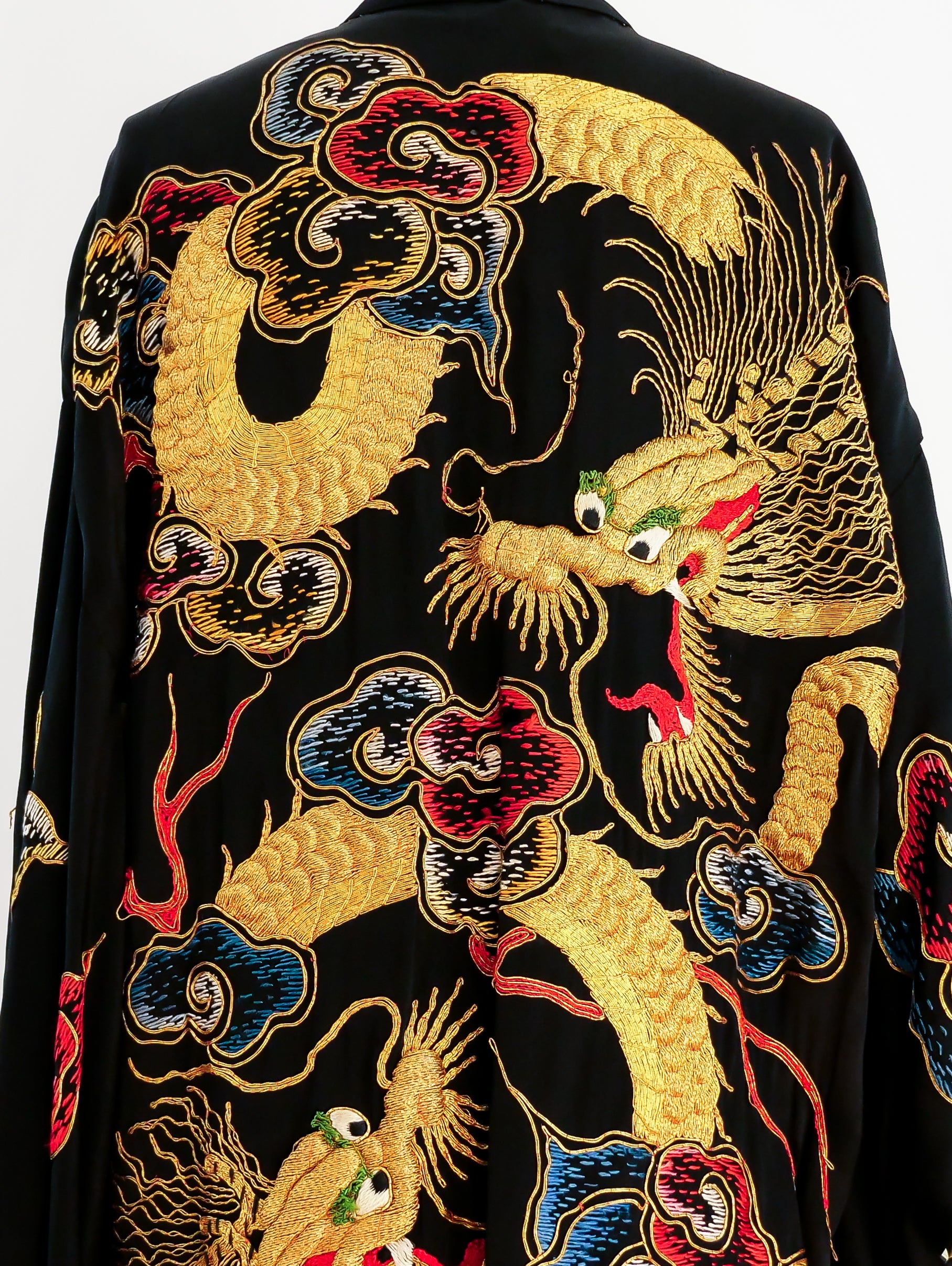 Golden Dragon Embroidered Silk Robe