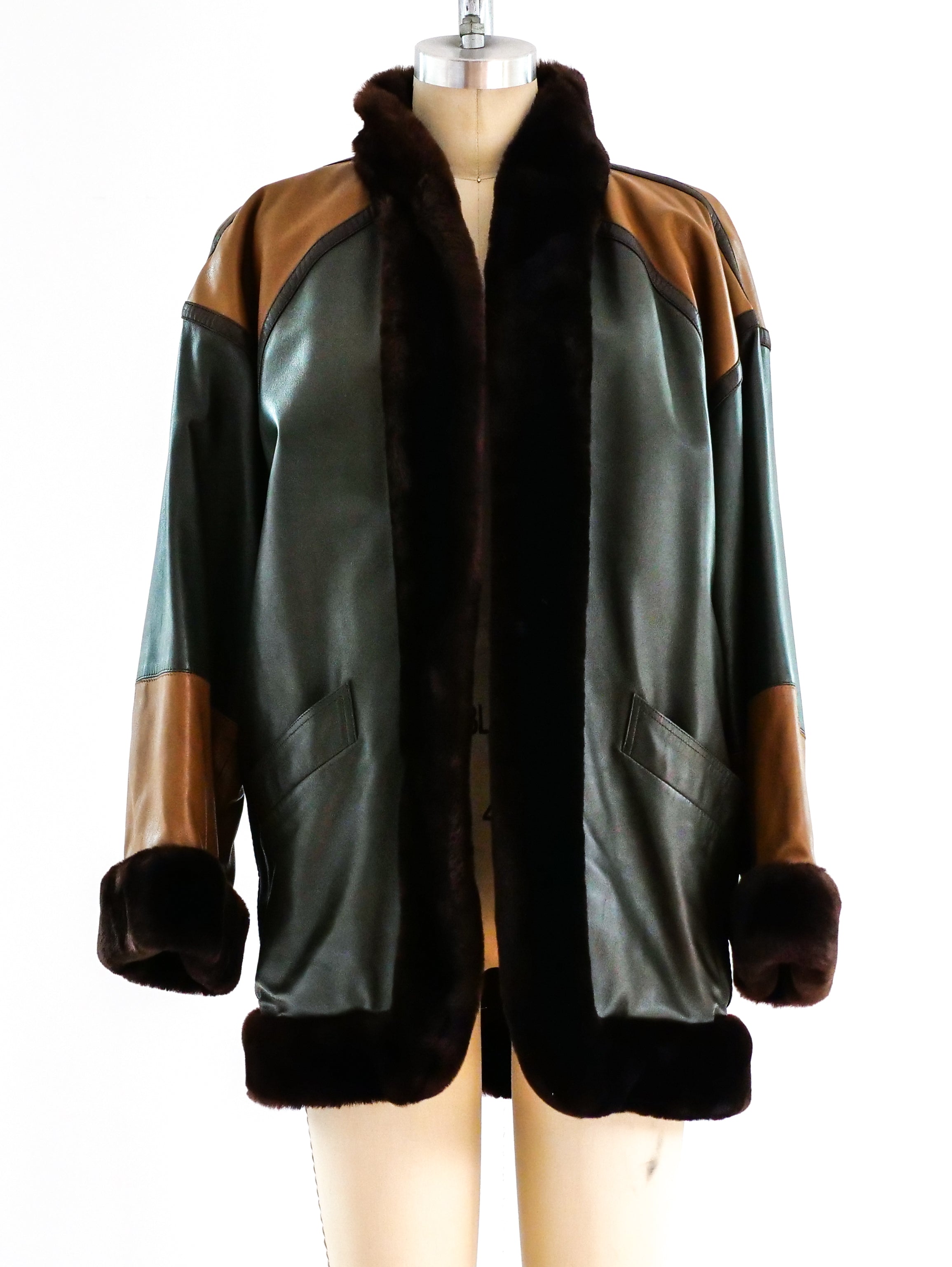 Yves Saint Laurent Colorblock Fur Lined Jacket