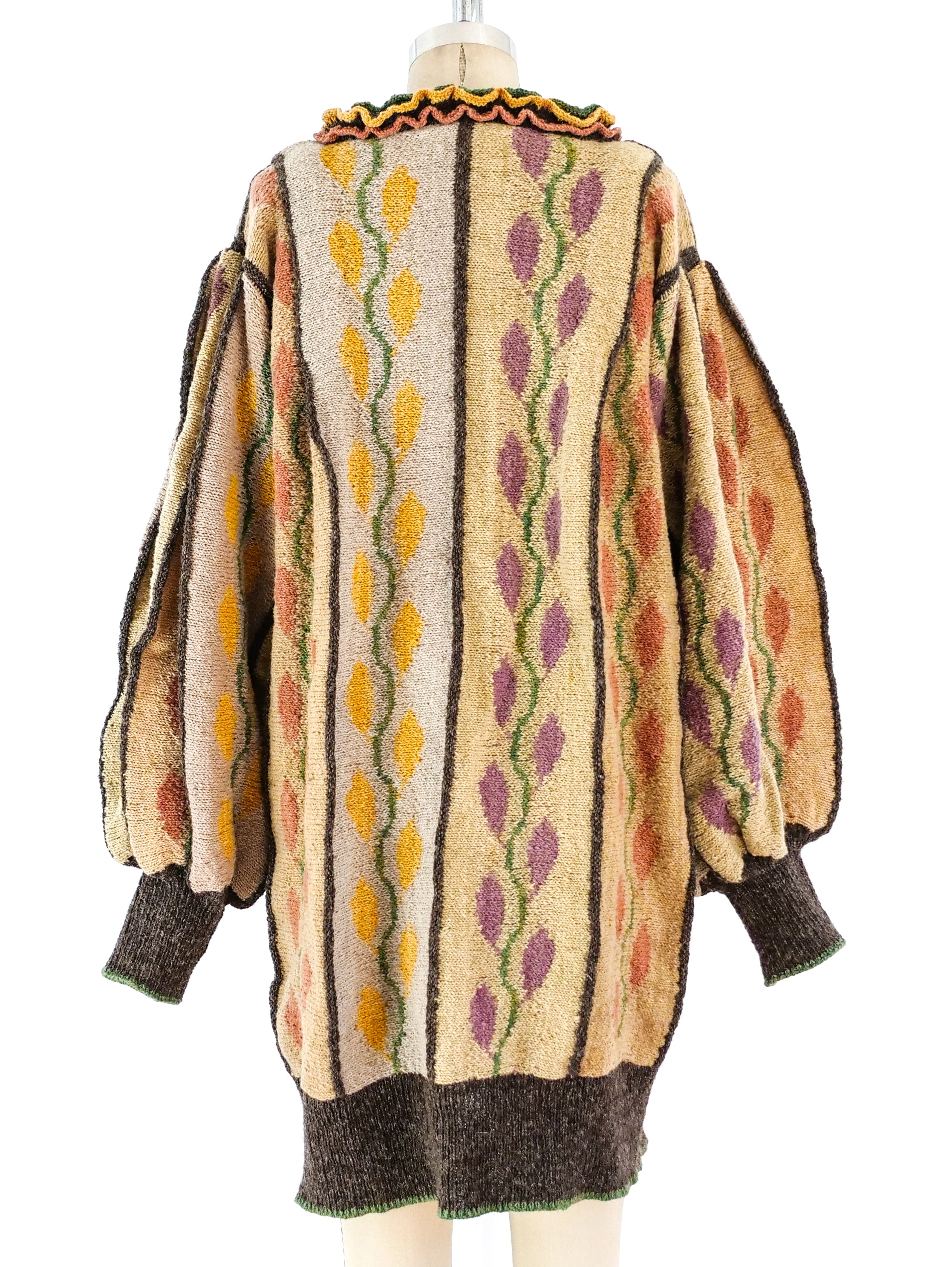 Leaf Motif Hand Knit Jacket