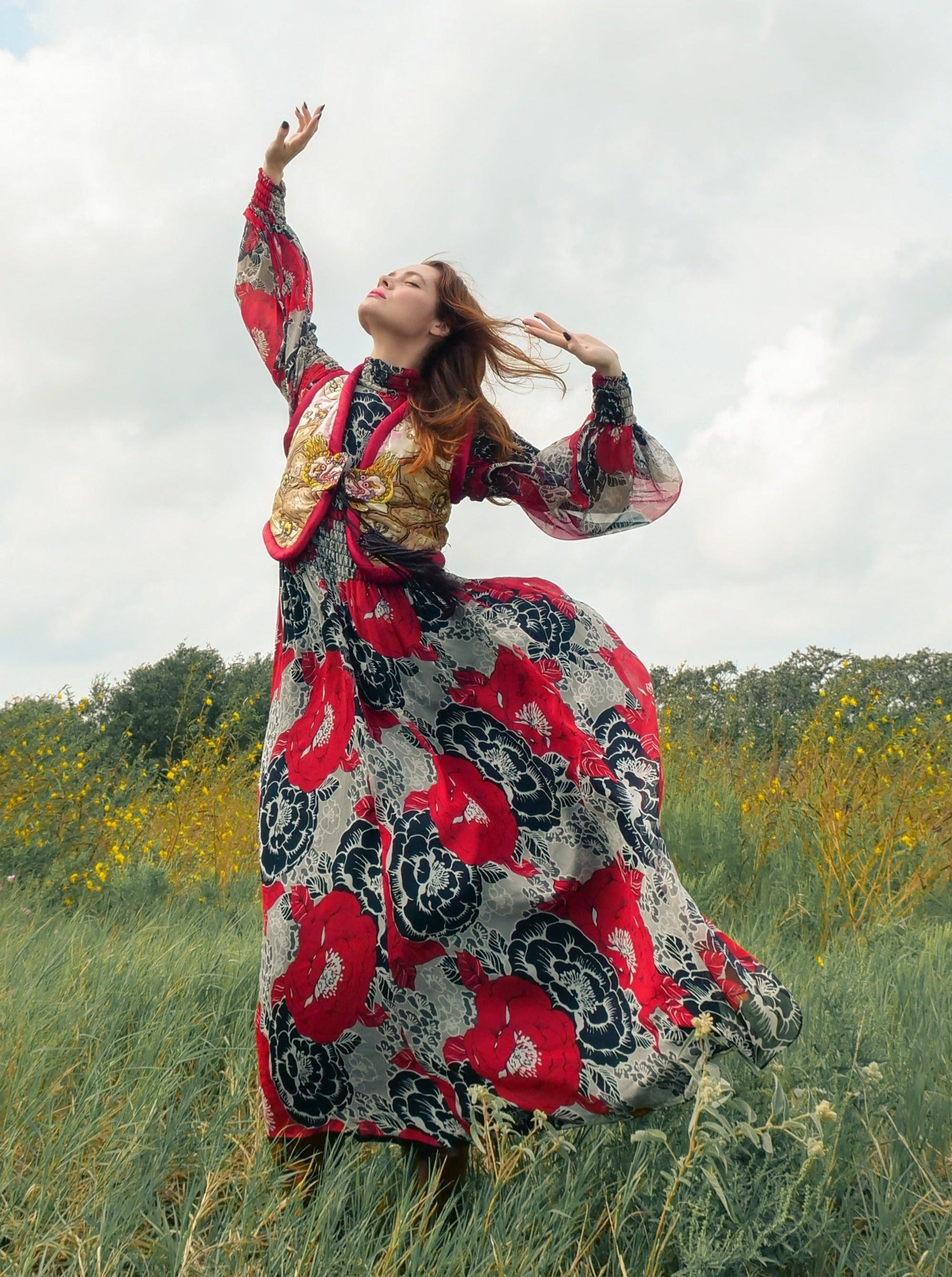 Scott Barrie Floral Printed Gown