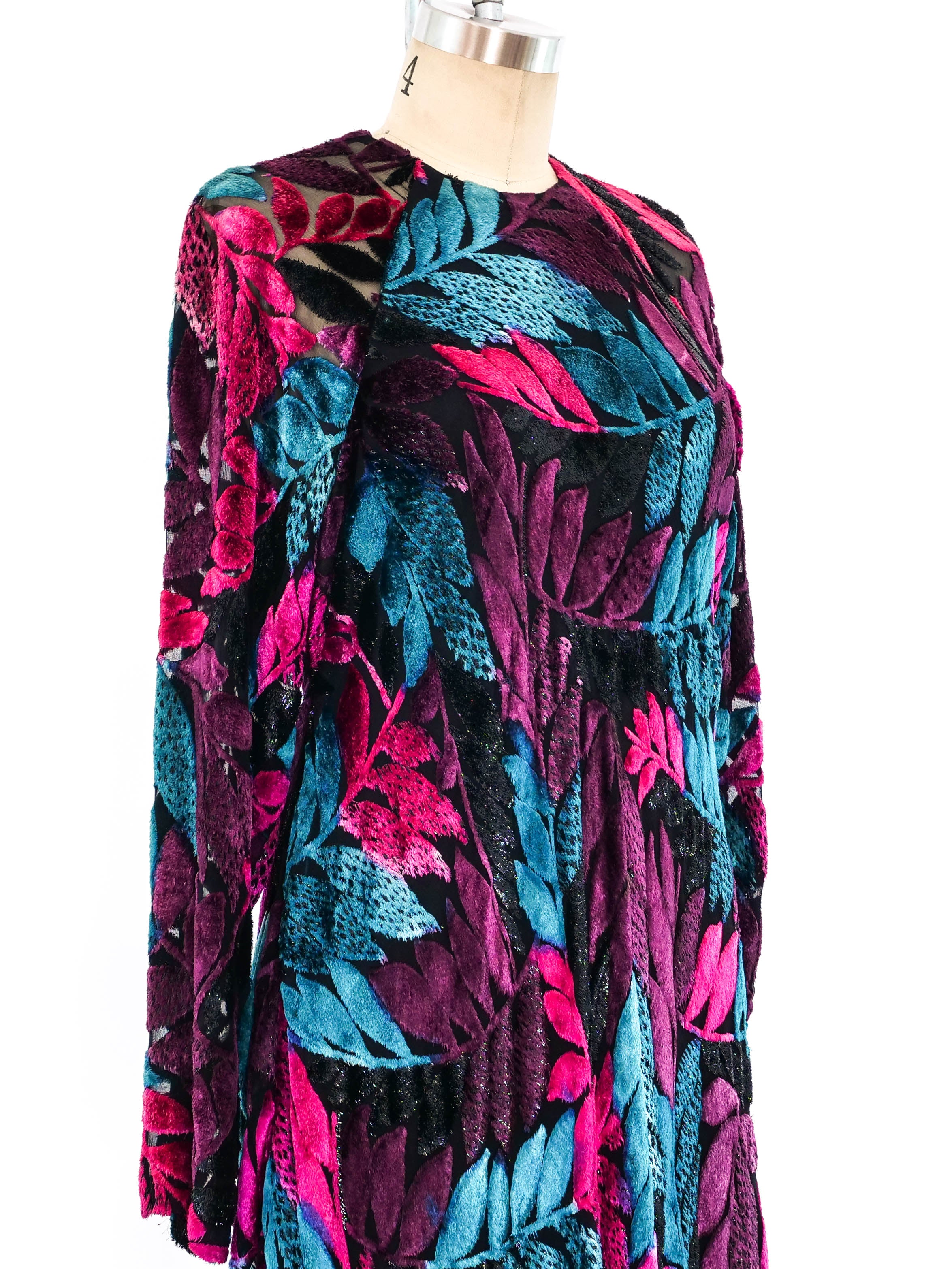 Stavropoulos Jewel Tone Velvet Burnout Gown