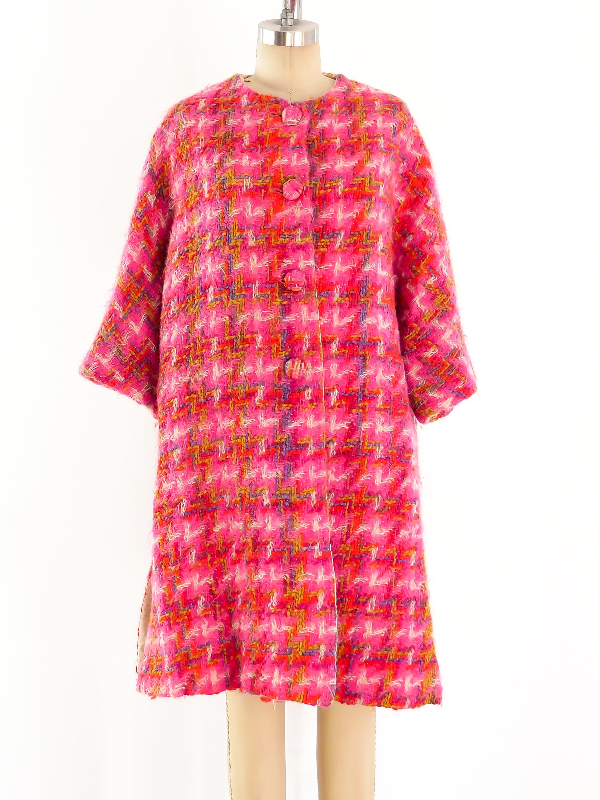 Fluorescent Pink Tweed Coat