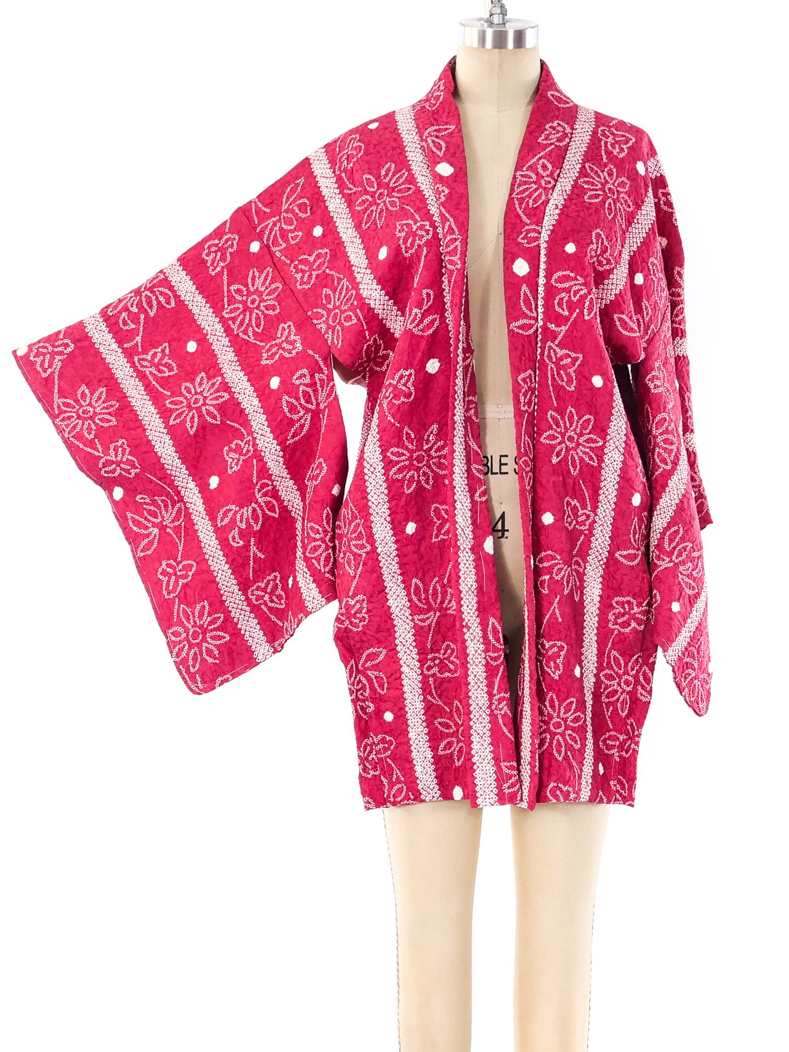 Floral Striped Shibori Kimono