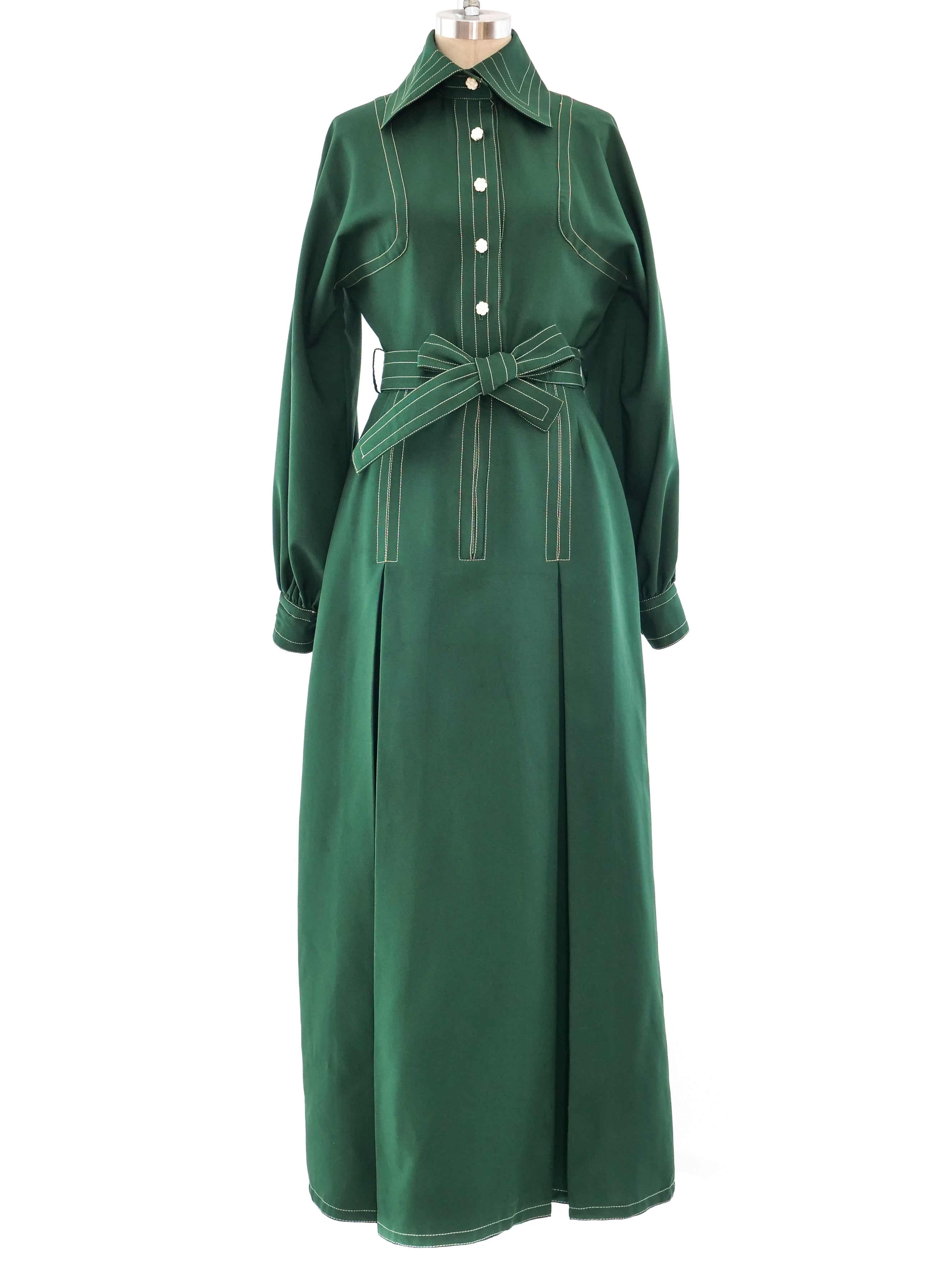 Jean Varon Forest Green Belted Maxi Dress