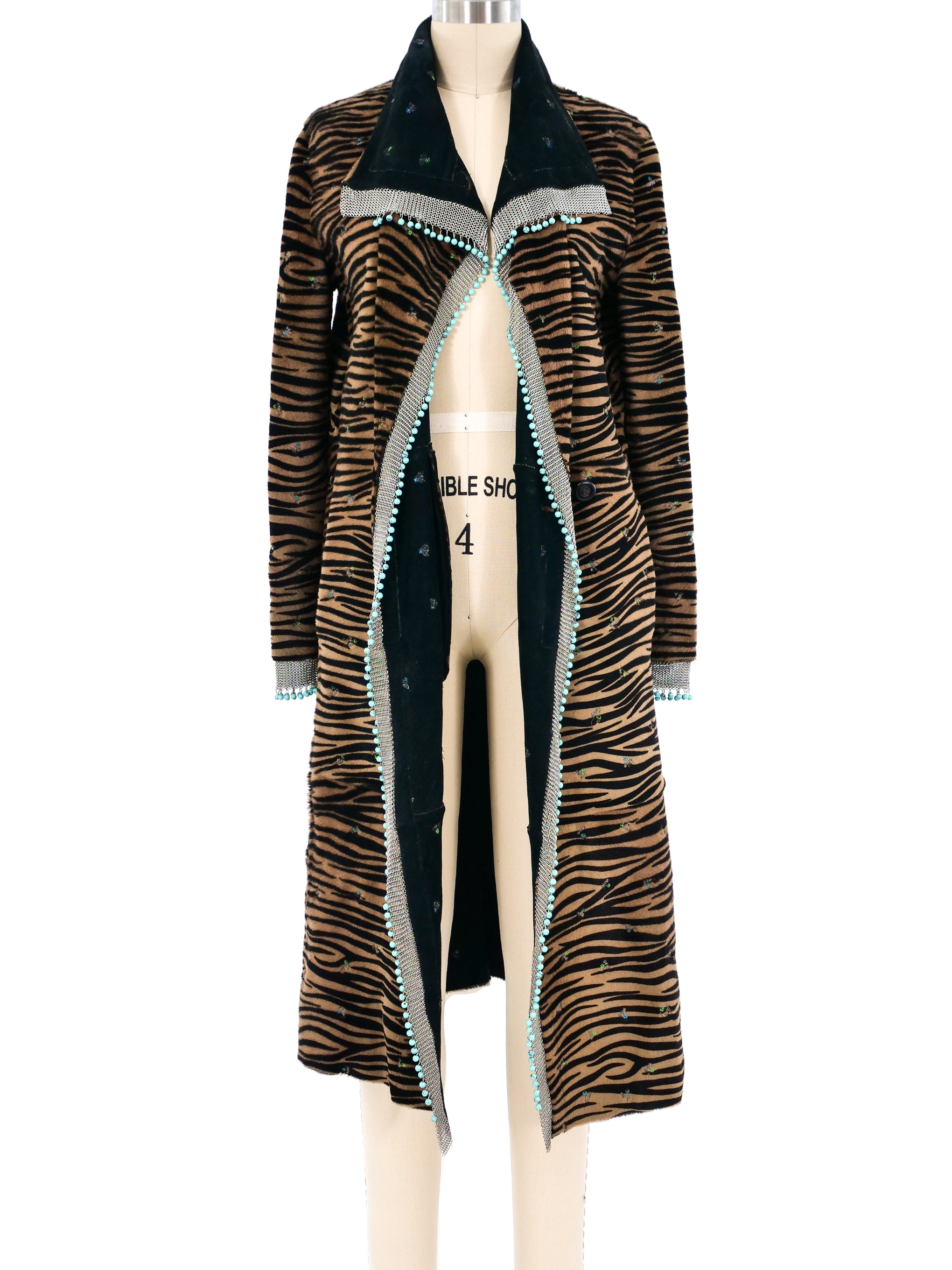 Gianni Versace Tiger Striped Ponyhair Coat