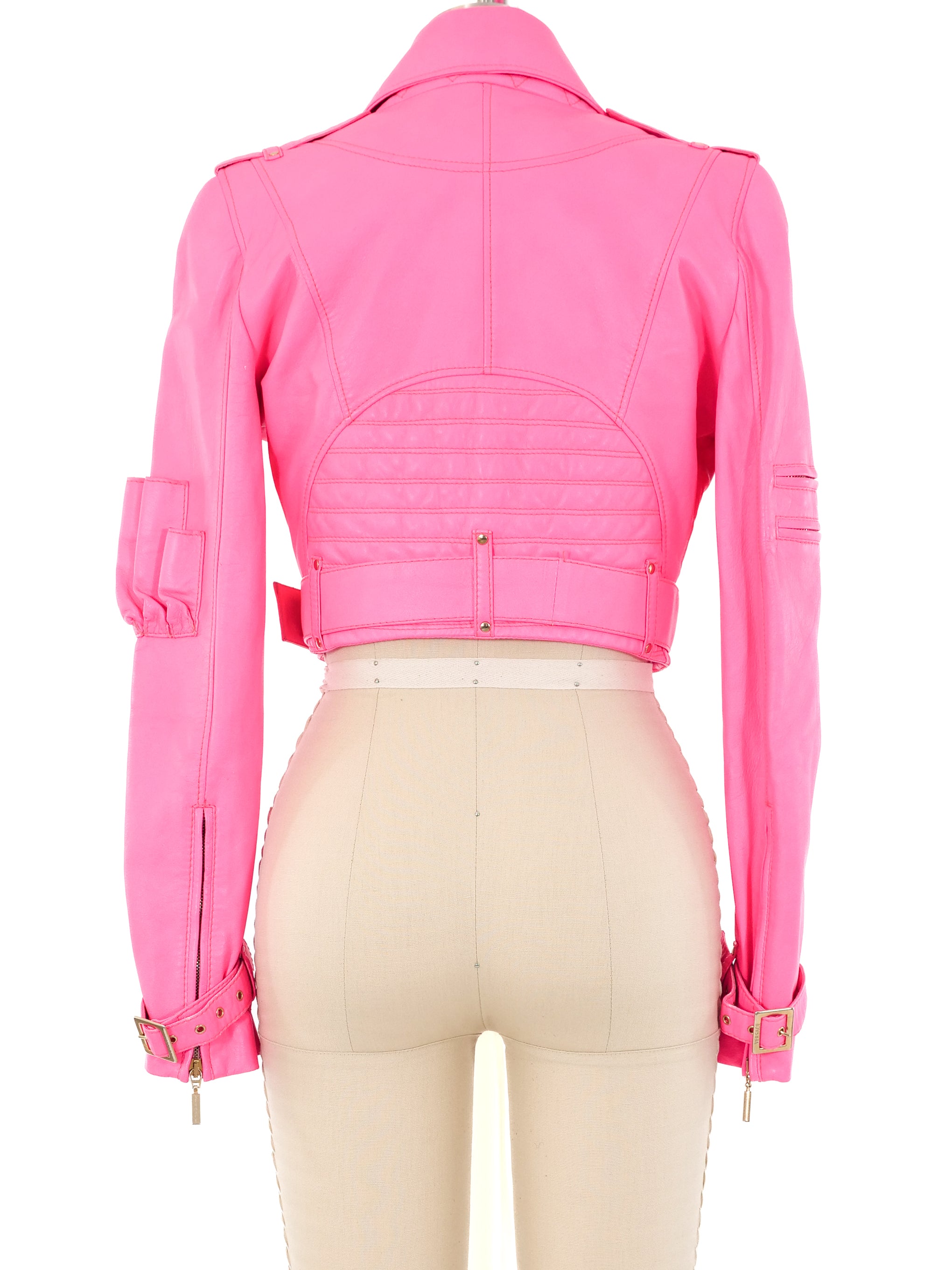 Versace Neon Pink Leather Motorcycle Jacket Versace Neon Pink Leather Motorcycle Jacket