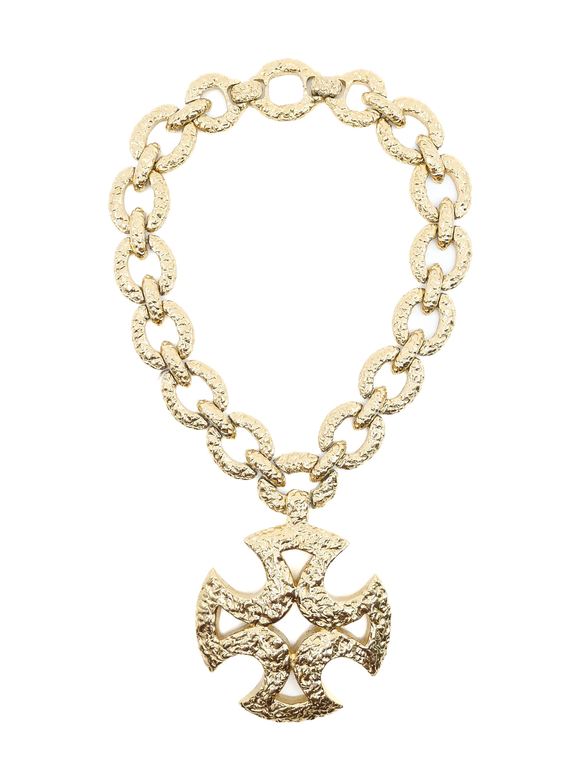 Textured Cross Pendant Necklace