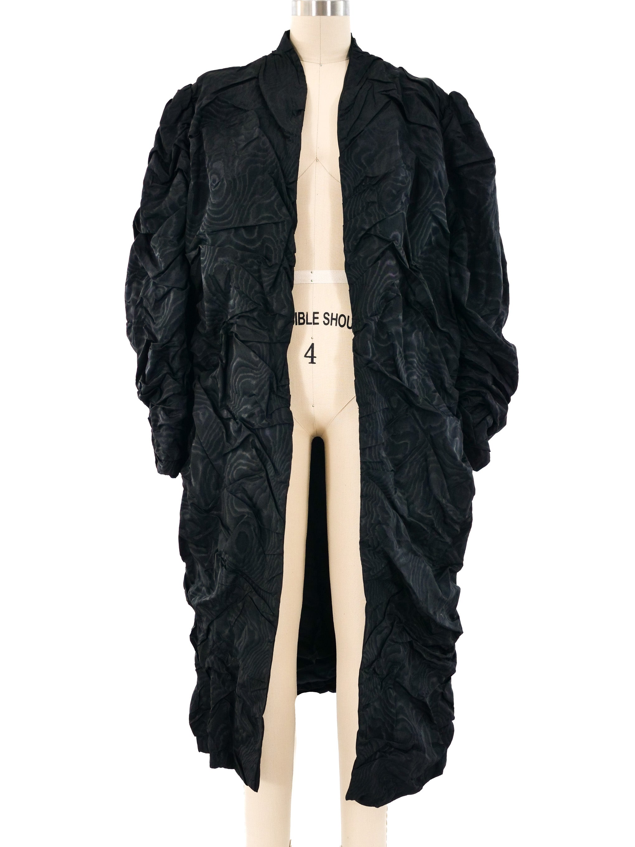 Ruched Taffeta Maxi Coat