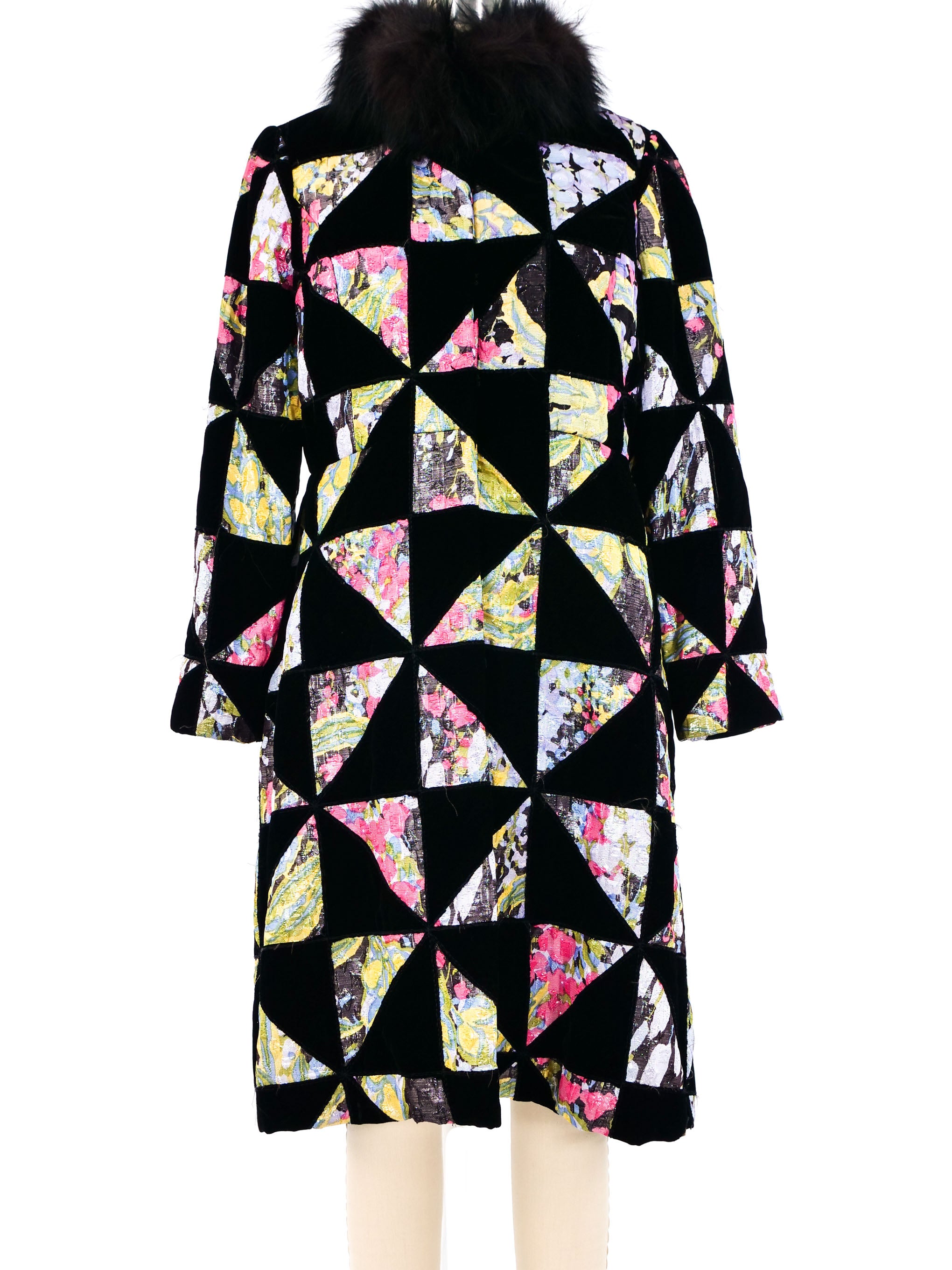 Fur Trimmed Patchwork Coat