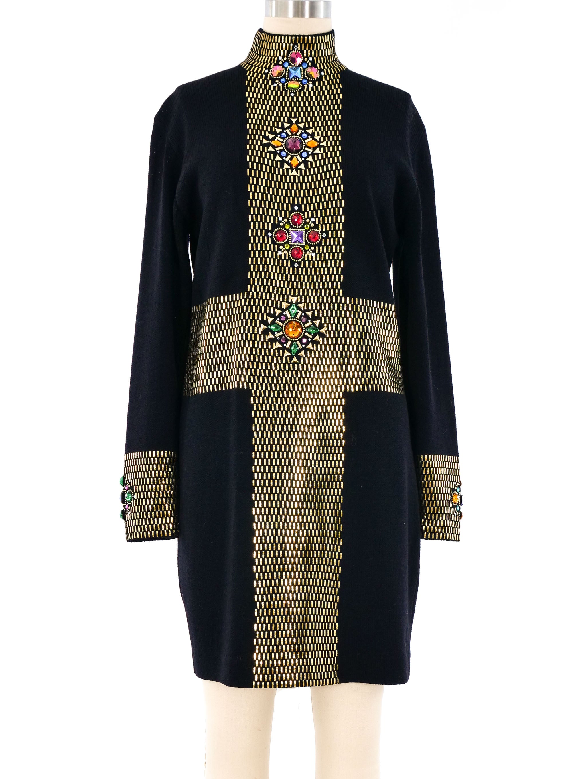 St. John Jewel Accented Cross Motif Dress